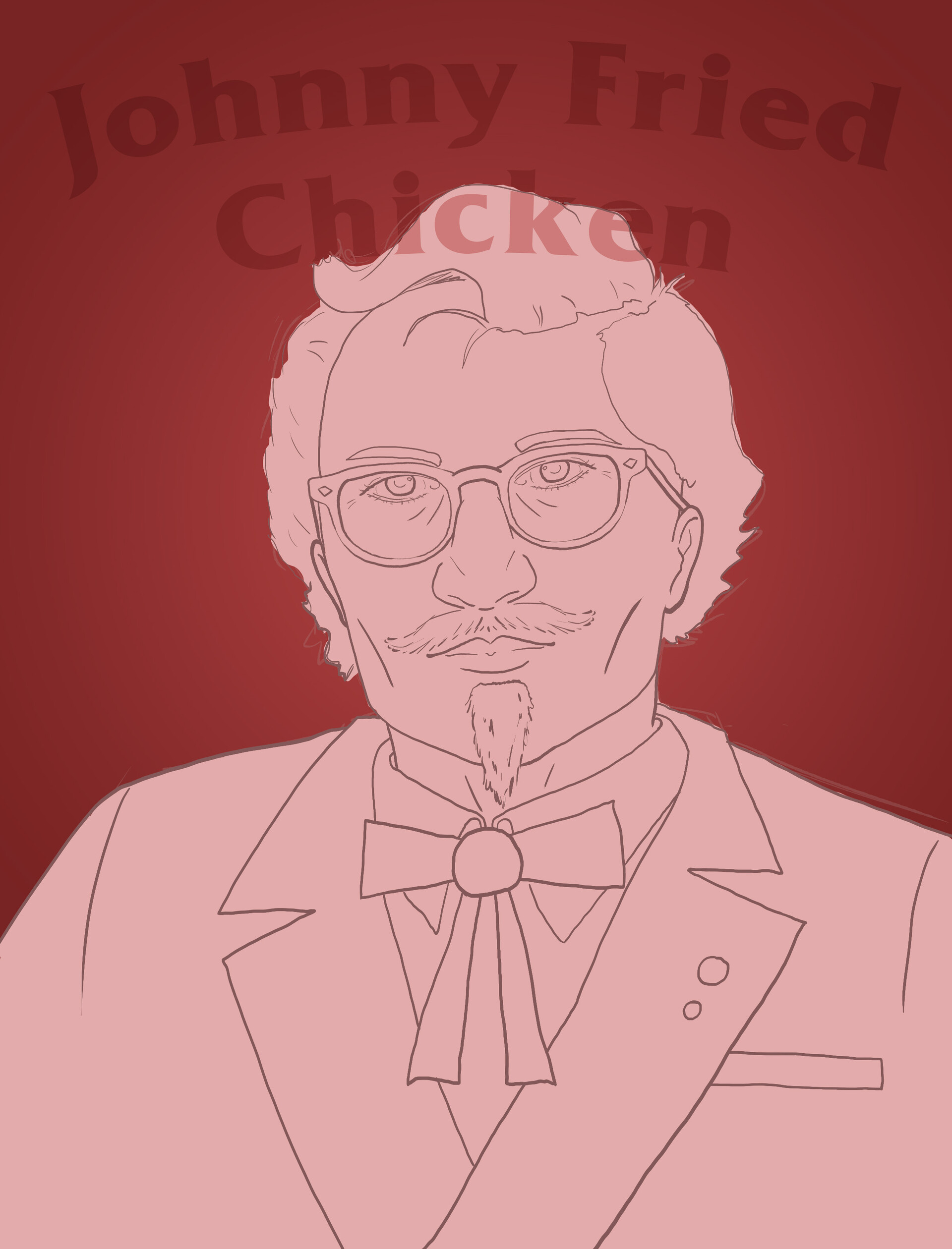 ArtStation - Illustrated Portrait Line art: Johnny Depp as Colonel Sanders