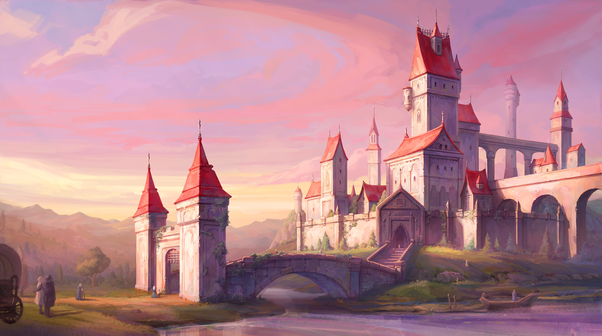 ArtStation - A Medieval Castle on Sunset