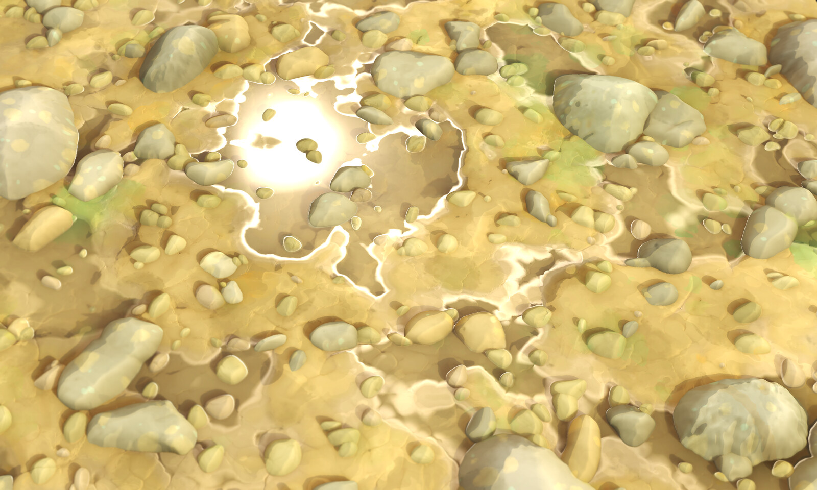 shiyue - Ghibli stylized soil& rock river-bank material--substance designer