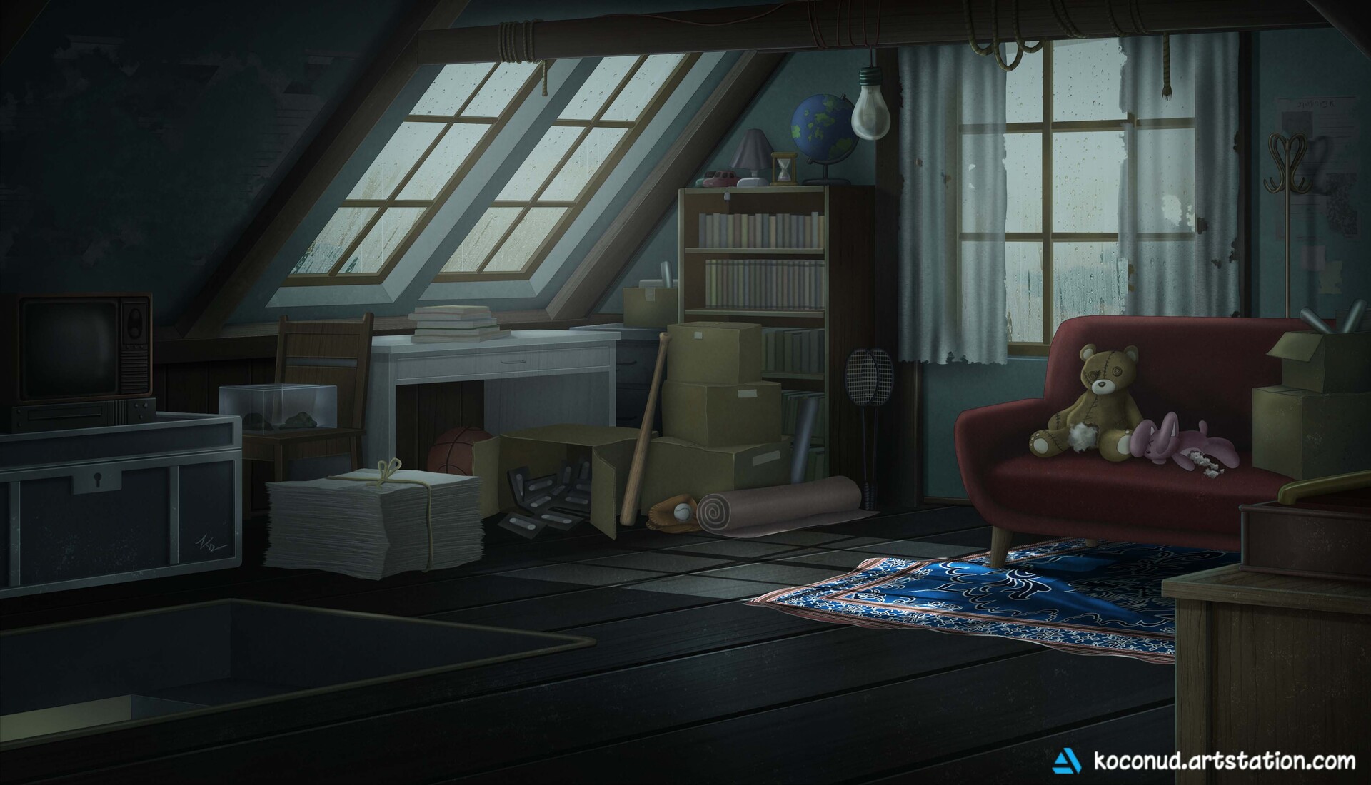 ArtStation - Rainy Attic
