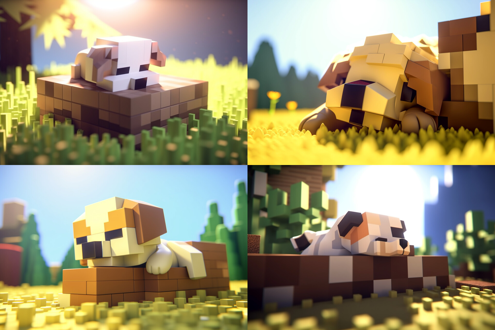 ArtStation - Puppy and pig in Minecraft