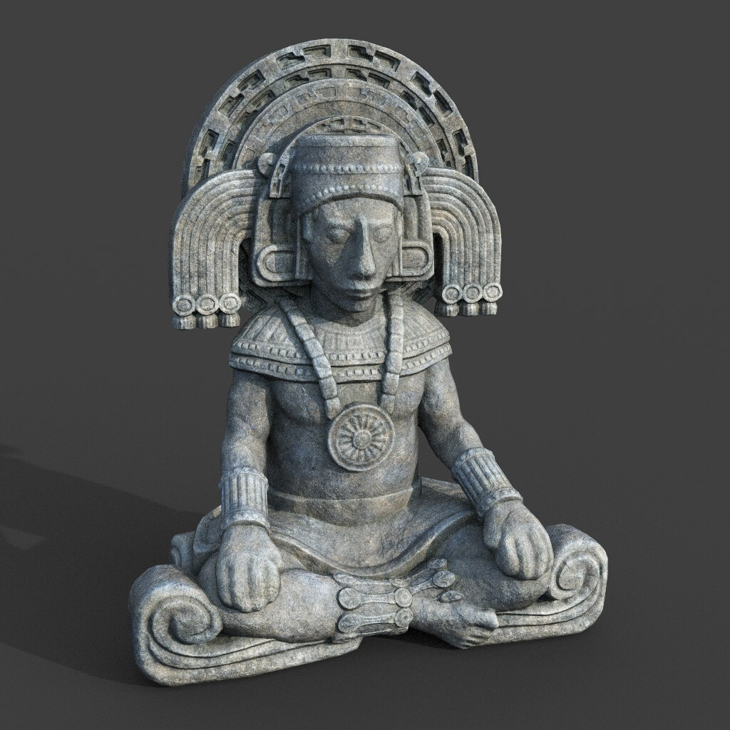 3D Models by 3D Landscape - 05 Low poly Mayan Statues 3D model Collection 1