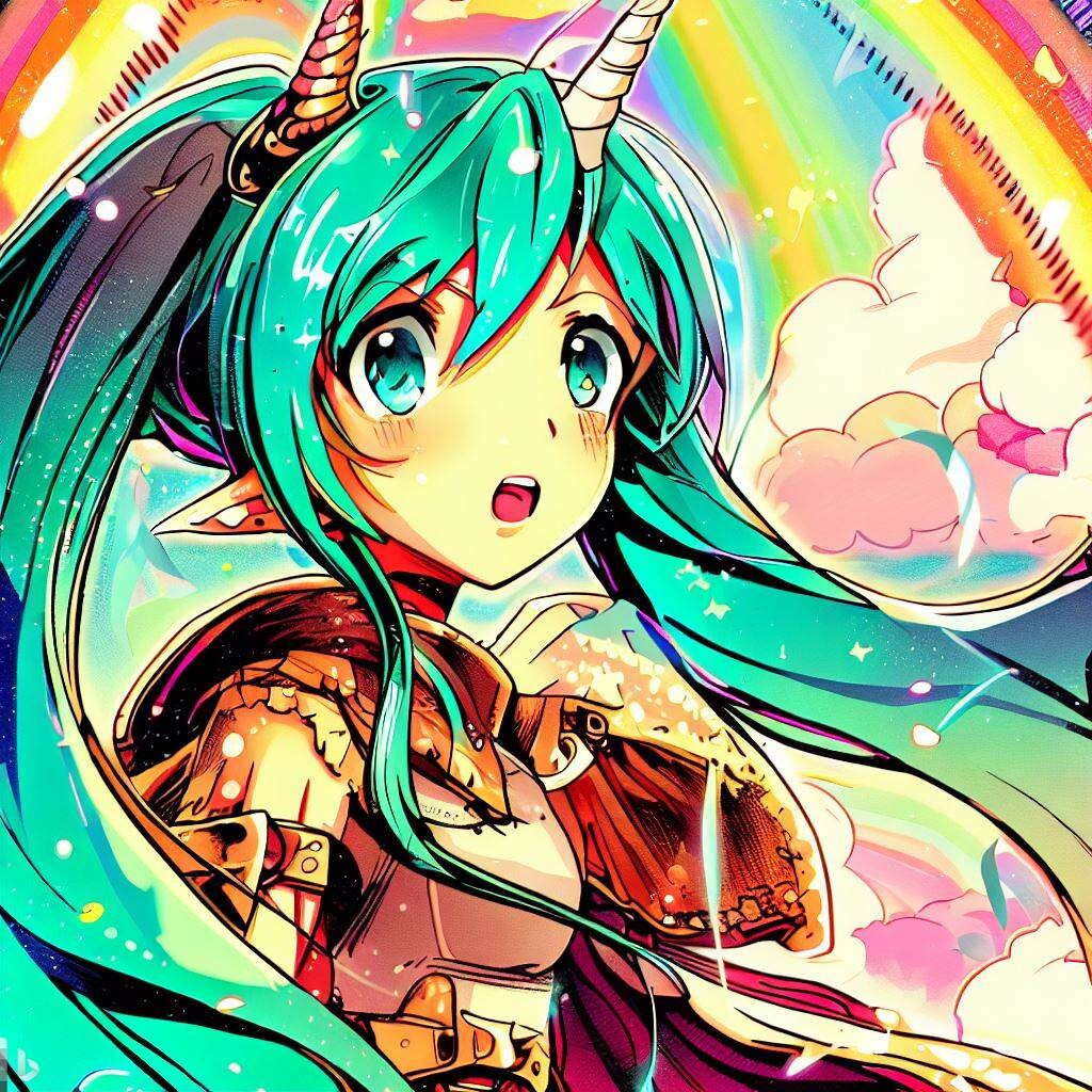 ArtStation - Unicorn Miku With Rainbow