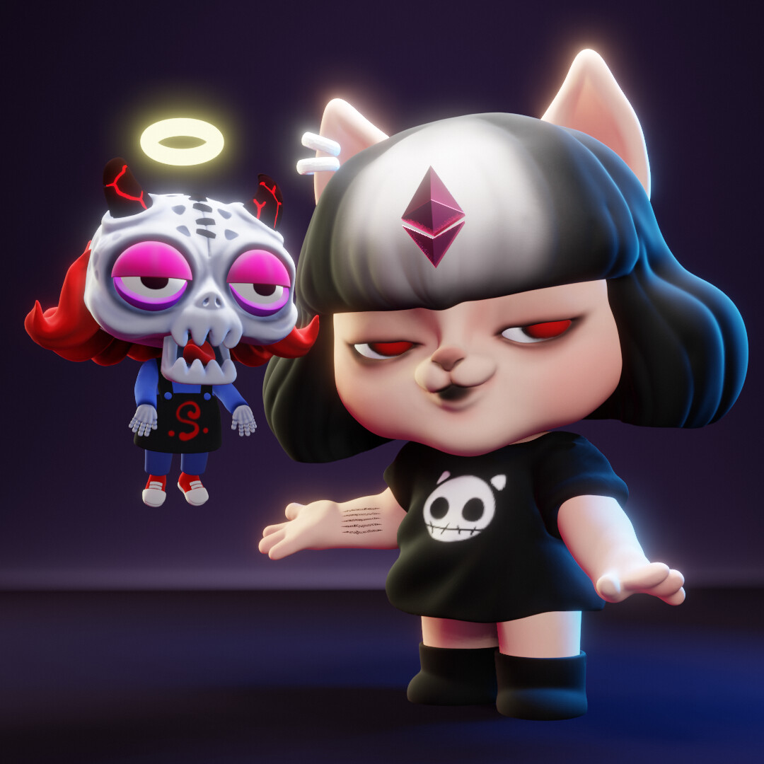 ArtStation - Ghost doll with Cat Girl