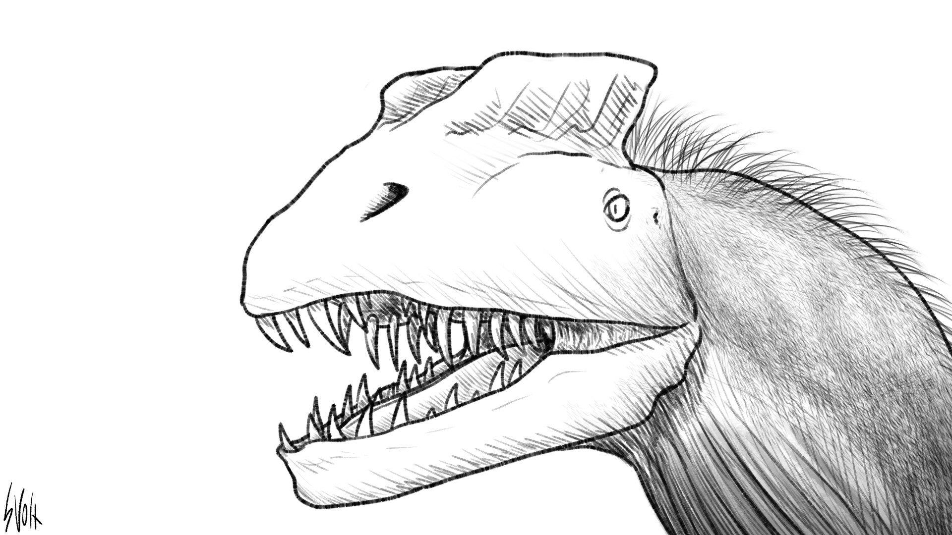 J.N. Hinge (SecondVoltage) - Dilophosaurus Paleo-art