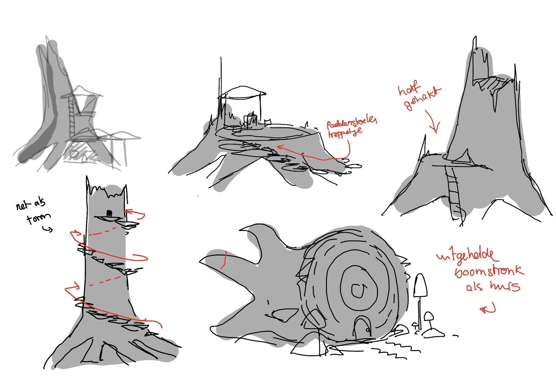 ArtStation - Tree Stump Building Concept Art