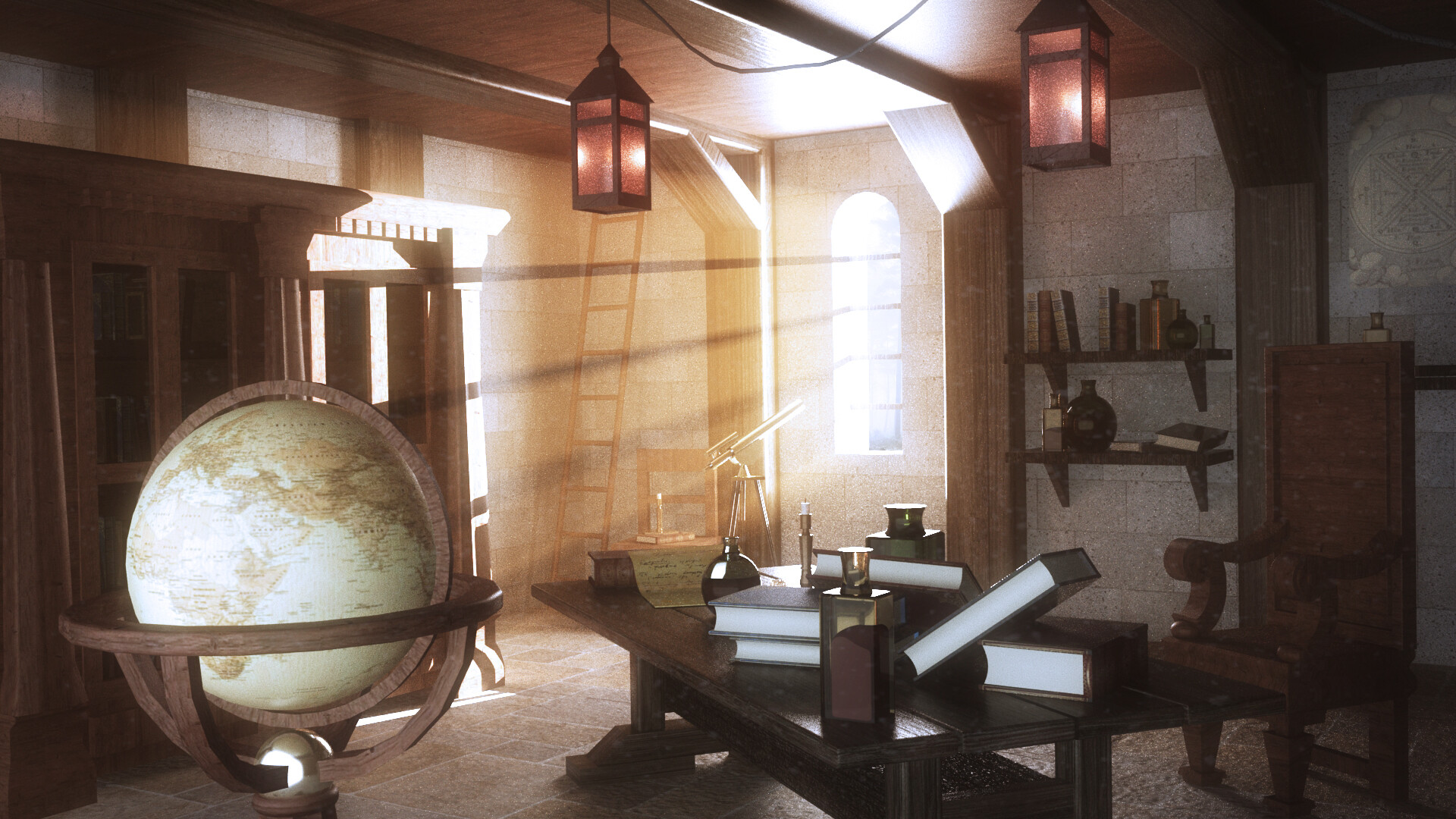 ArtStation - The Alchemist's room - Modelling and Lighting assignment