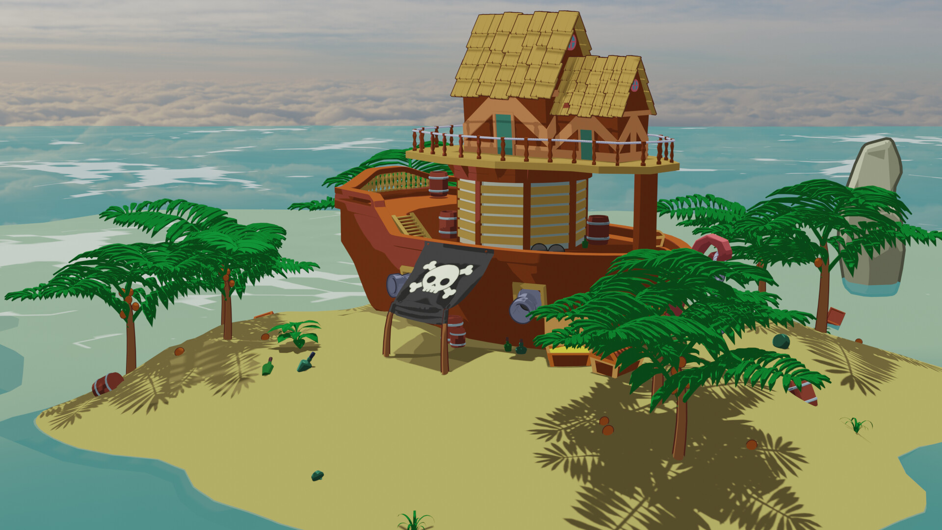 ArtStation - Pirate House, Cel shading test