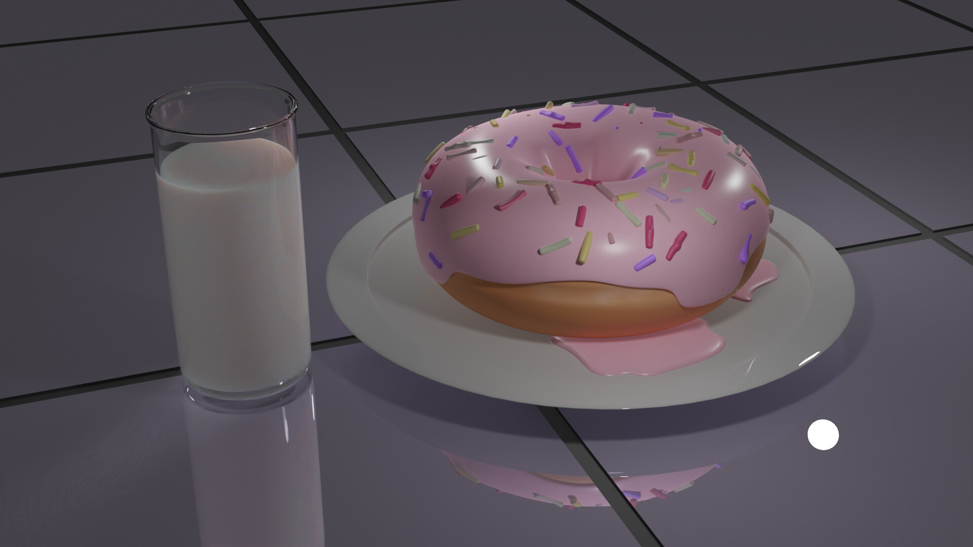 ArtStation - Donut with a glass of milk render