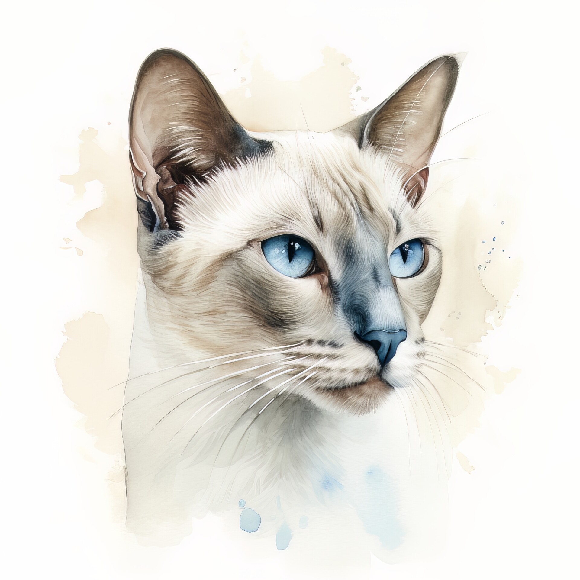 Watercolor Paintings Of Siamese Cats