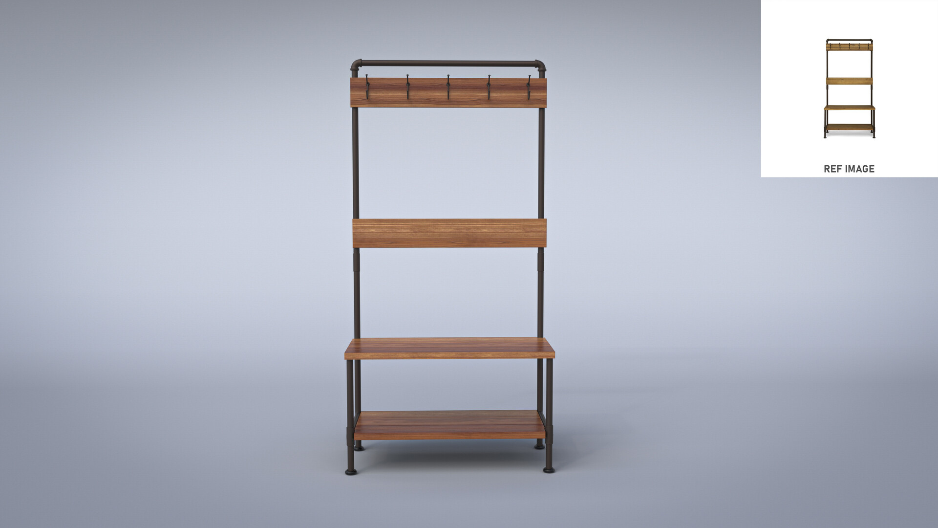 ArtStation - Wood Bench with Shelf