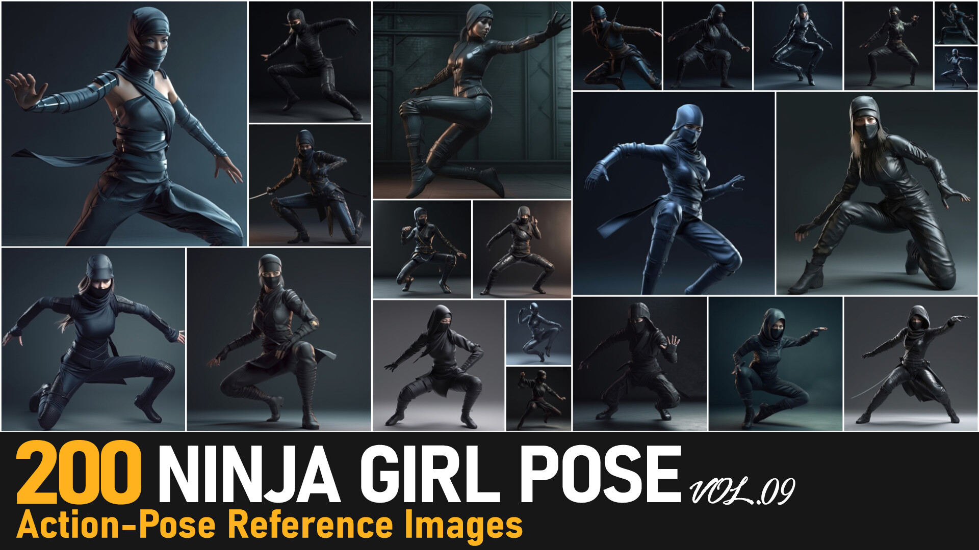 Vio - Ninja Girl Pose VOL.09 |4K Reference Images