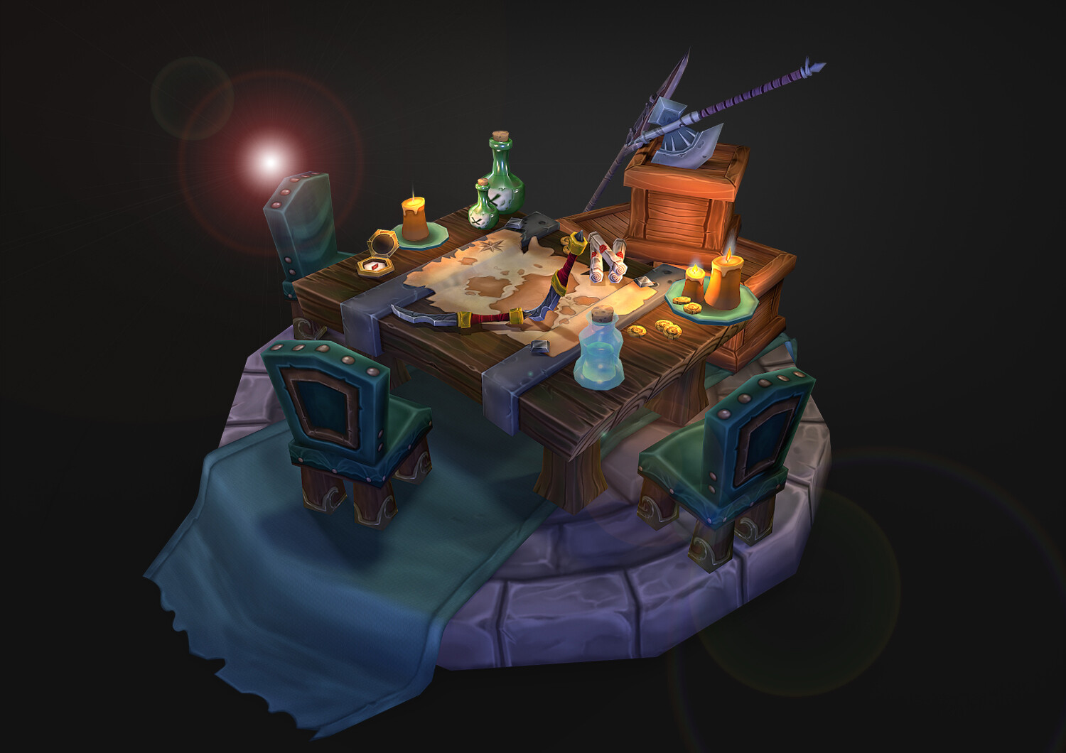 ArtStation - hand painted table modeling