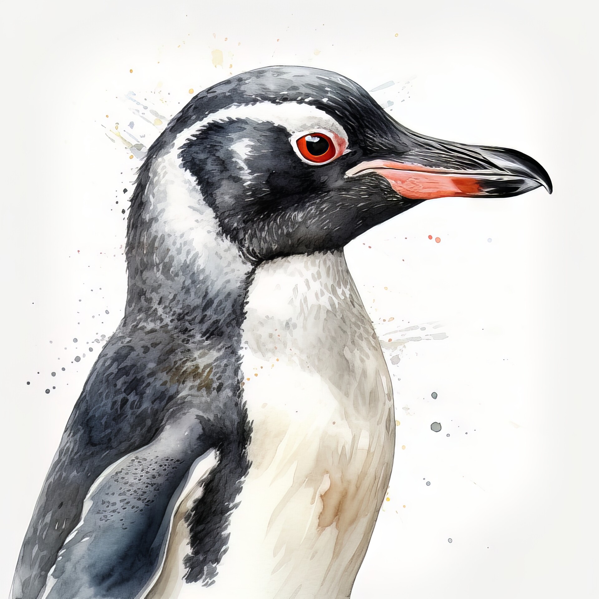 ArtStation - Penguin Animal Portrait Watercolor Painting