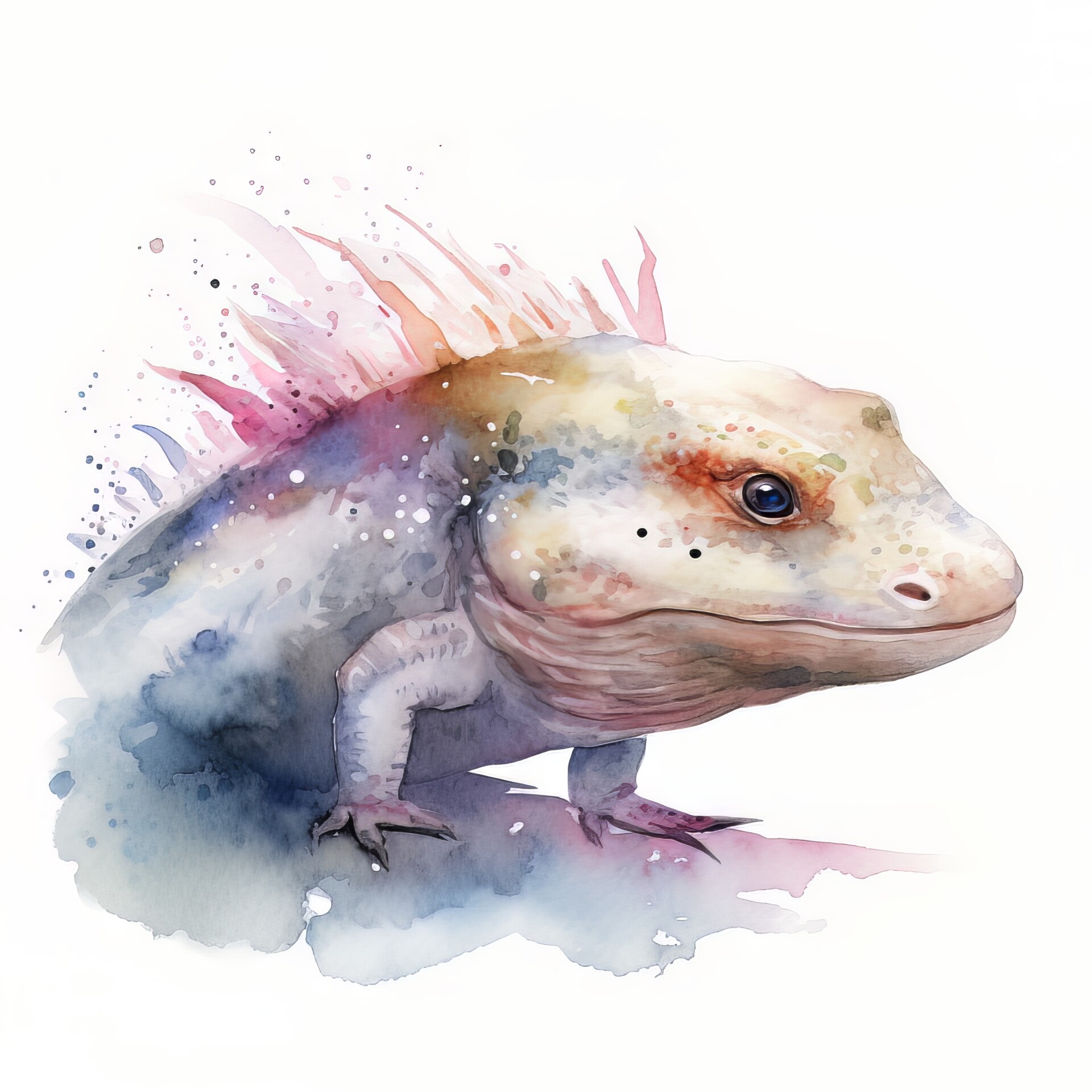 ArtStation - Axolotl Animal Portrait Watercolor Painting
