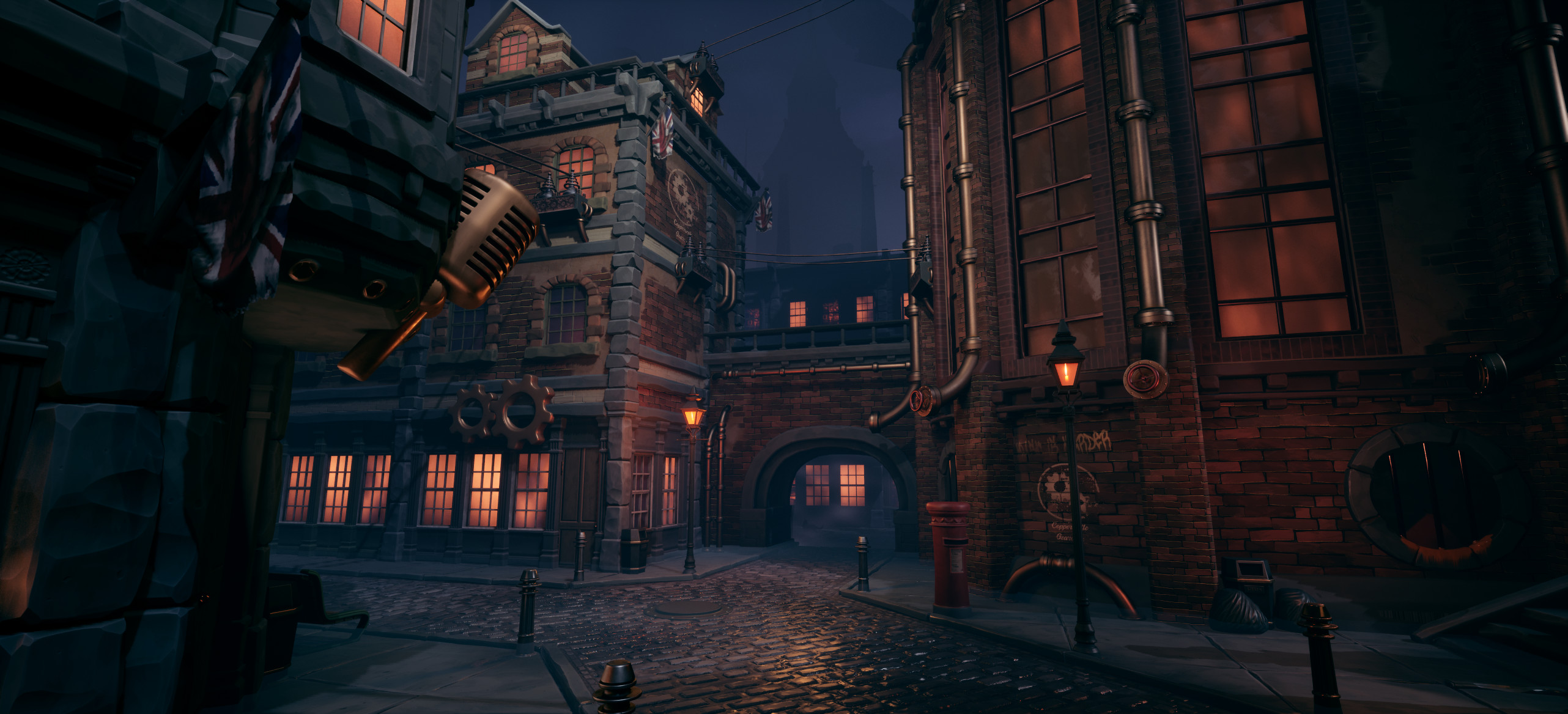 William Kitchen - Stylized Steampunk London Street