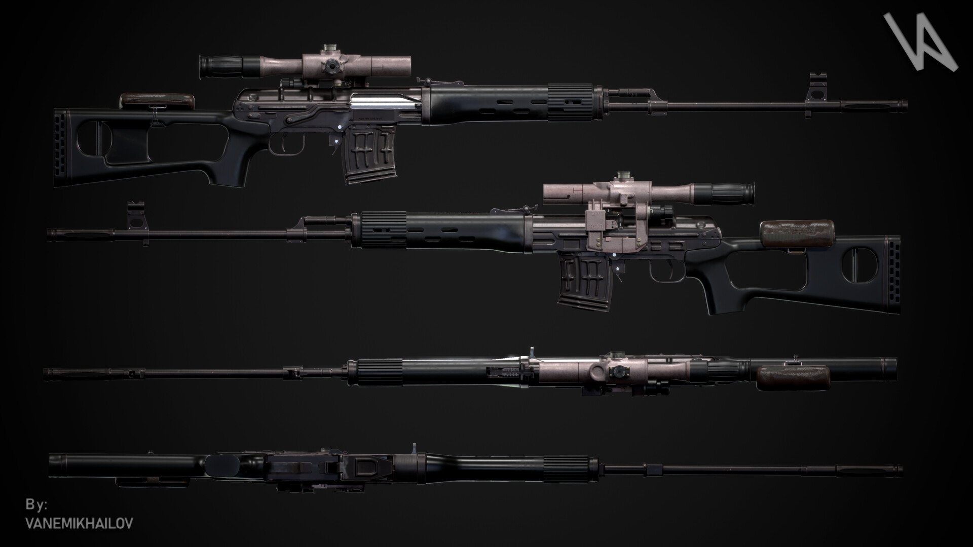 ArtStation - SVD Dragunov Sniper Rifle 1994 with PSO-1M2