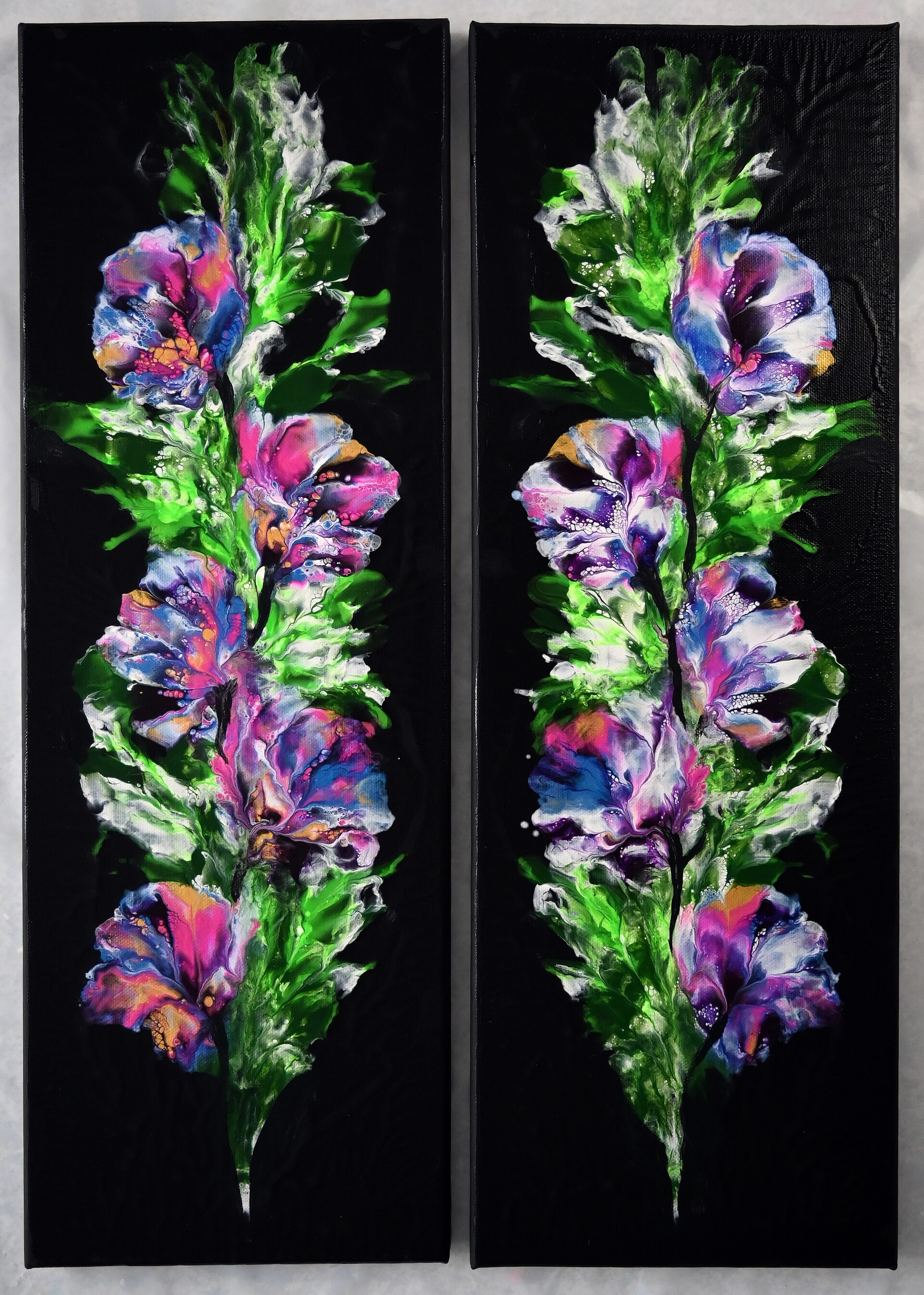 ArtStation - DIPTYCH Acrylic Painting ~ Acrylic Pouring Flower Dip ...
