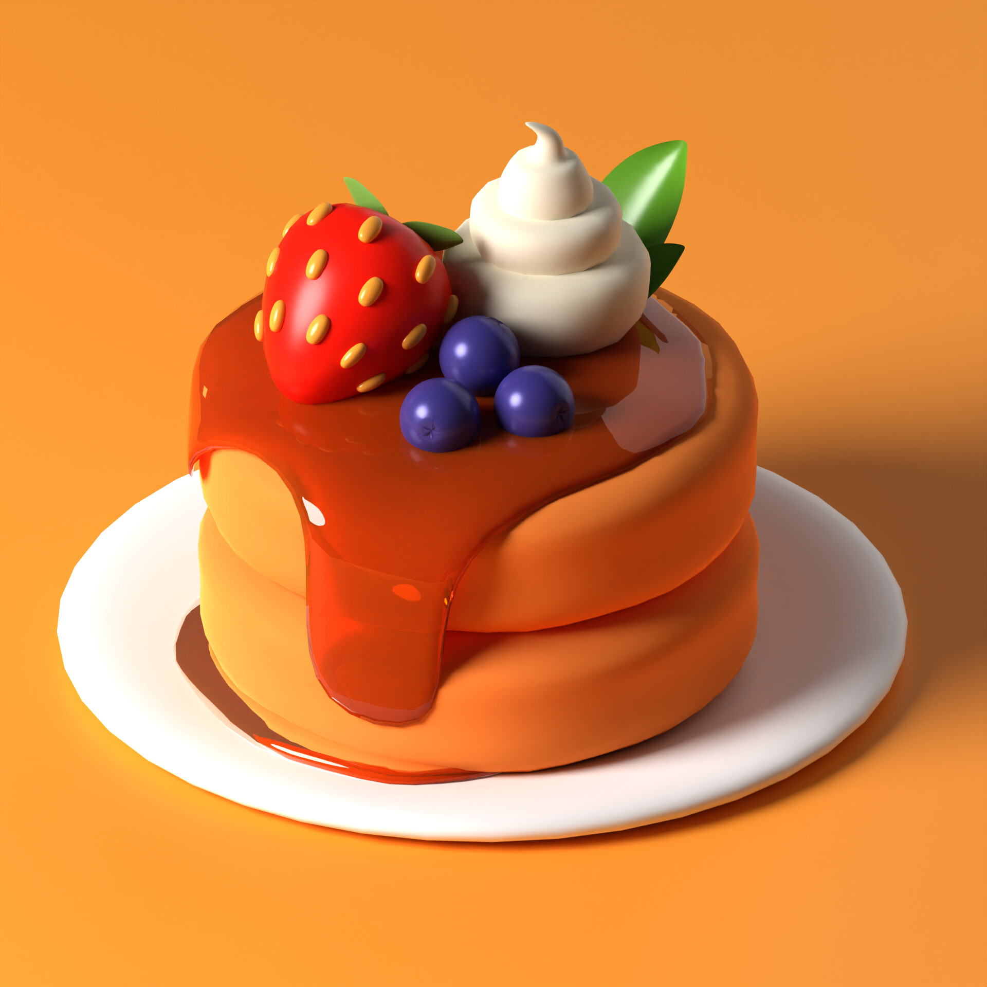 ArtStation - 3D pancakes with syrup&fruit