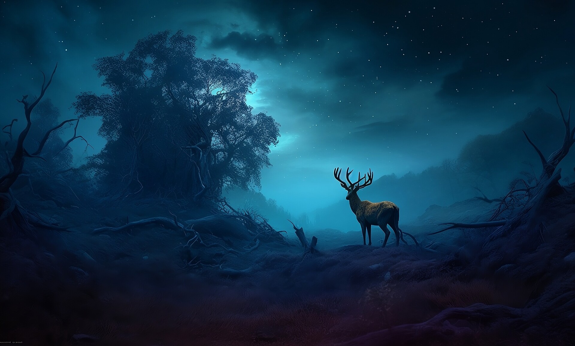 ArtStation - Stag at Night