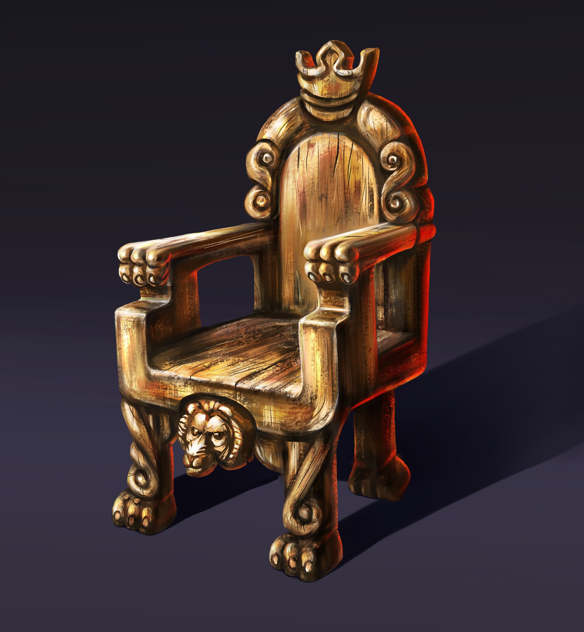 ArtStation - Wooden throne with the lion head