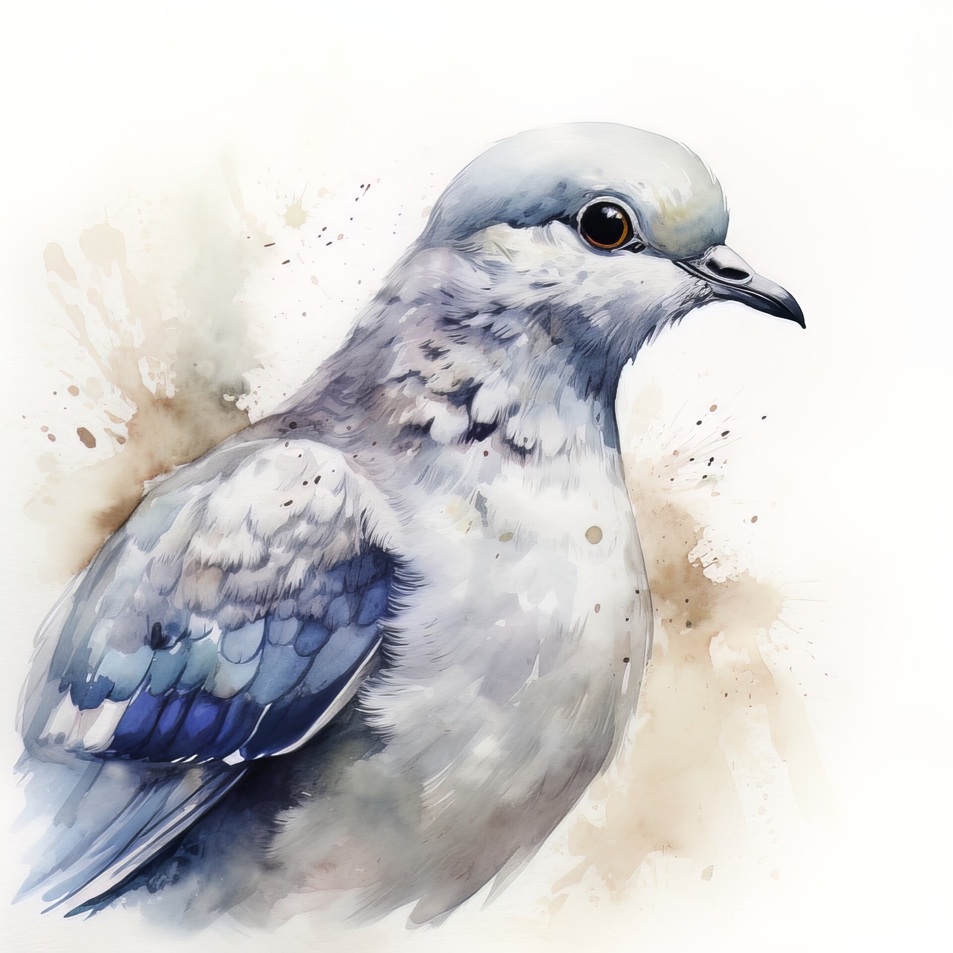 ArtStation - Dove Animal Portrait Watercolor Painting