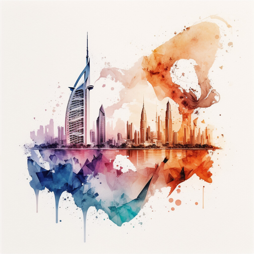 ArtStation - Exploring Dubai's Iconic Landmarks in Watercolor