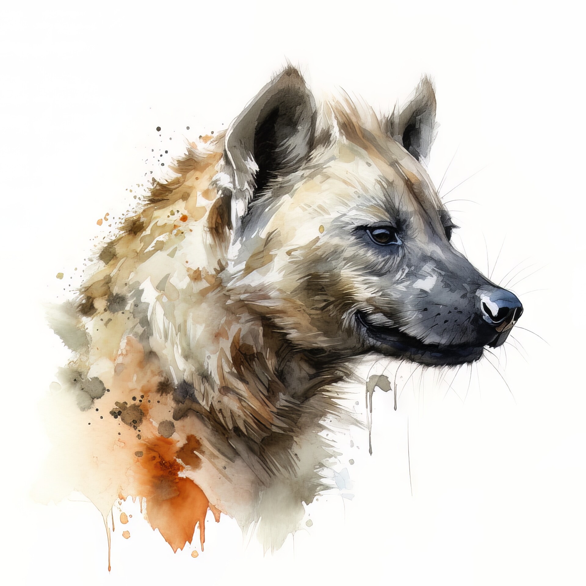 ArtStation - Hyena Animal Portrait Watercolor Painting
