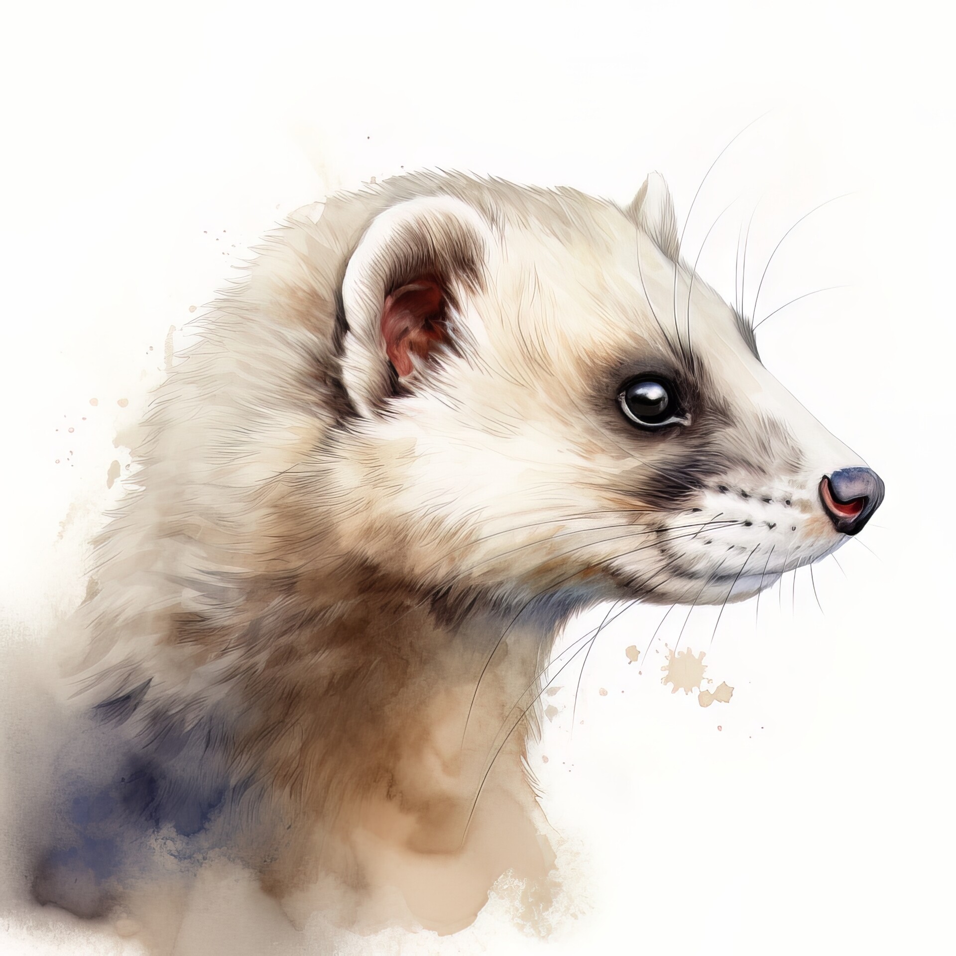 ArtStation - Ferret Animal Portrait Watercolor Painting