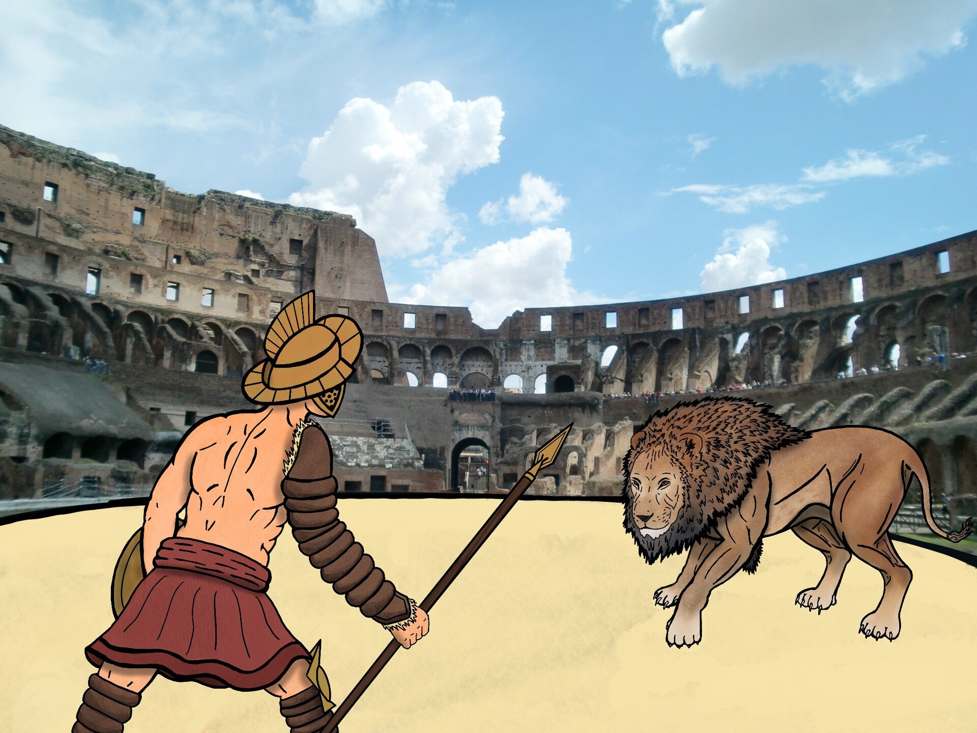 Gladiators Fighting Lions