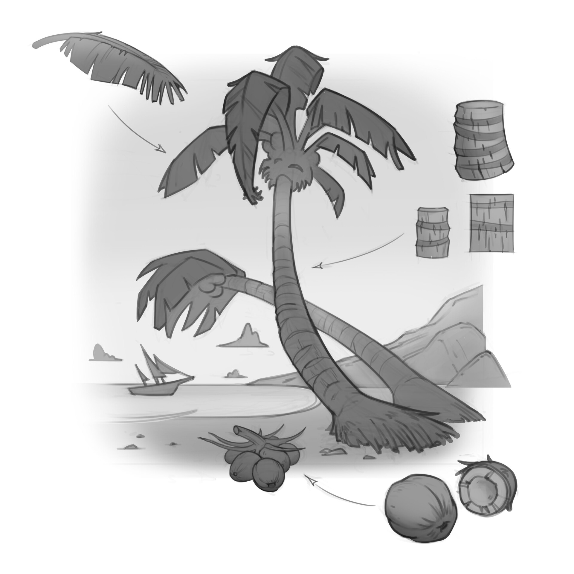 ArtStation - Stylized prop designs - plants and trees