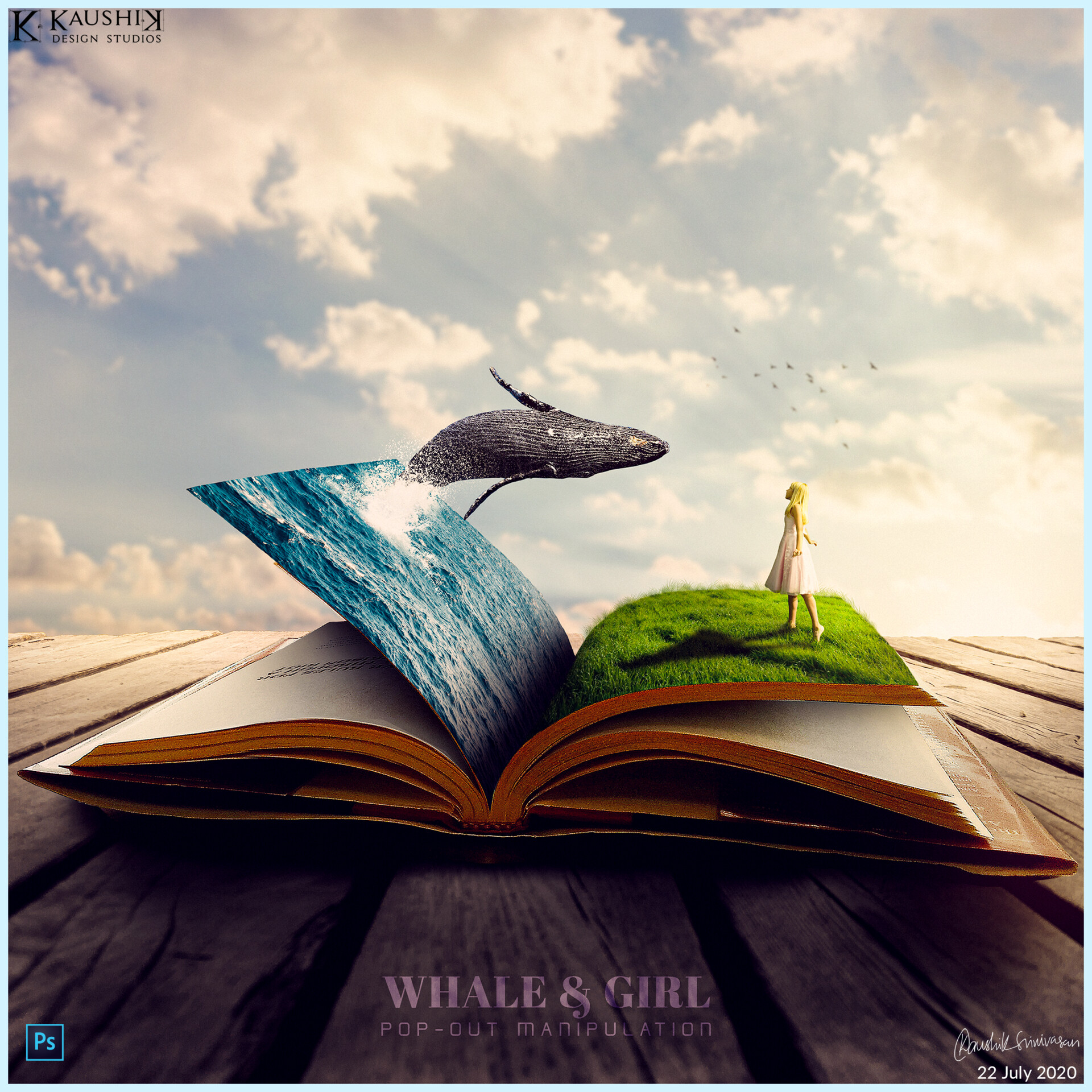 ArtStation - Whale & Girl - Pop-Out😊 - Photo Manipulation