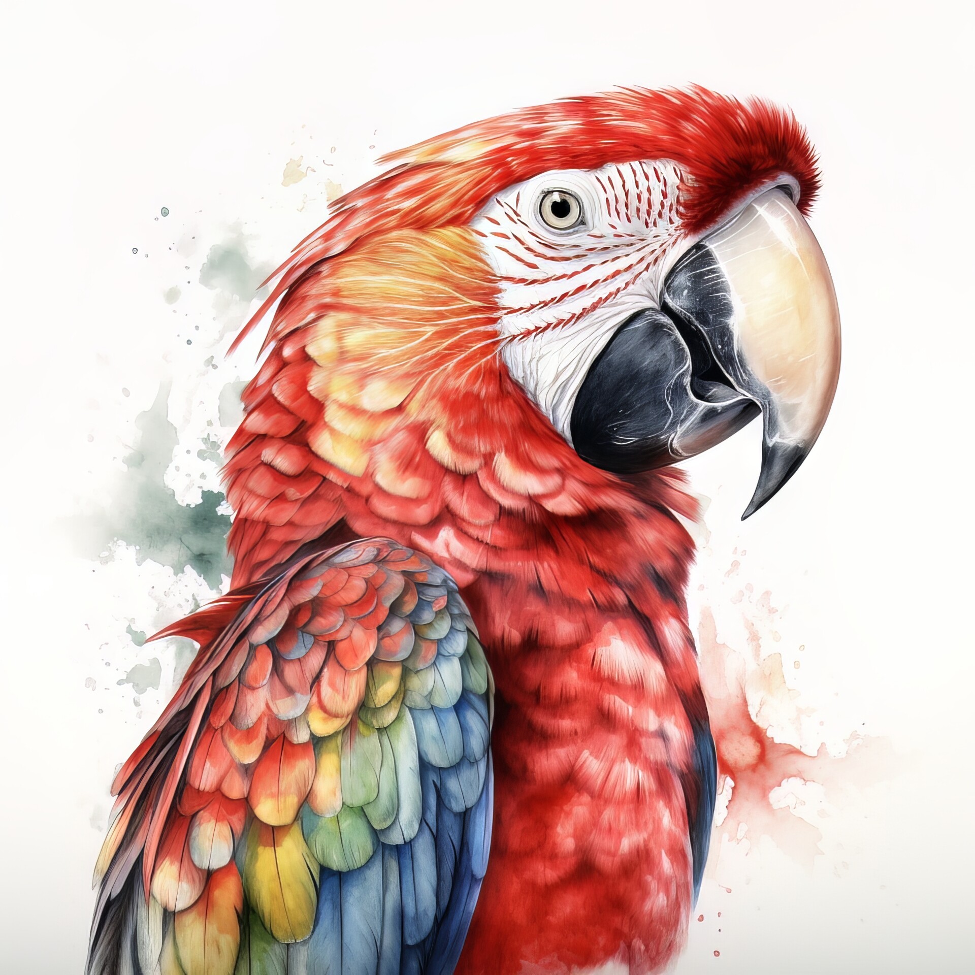 ArtStation - Scarlet Macaw Bird Portrait Watercolor Painting