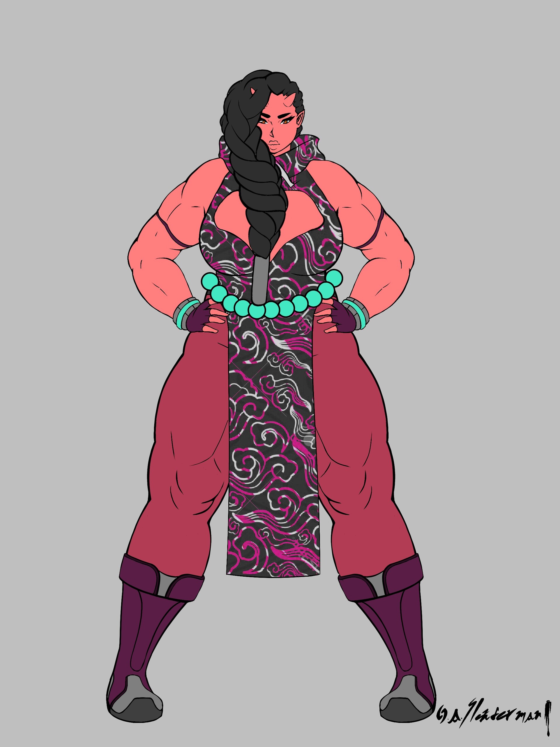 ArtStation - Female Oni Monk Barbarian Character Concept Comission