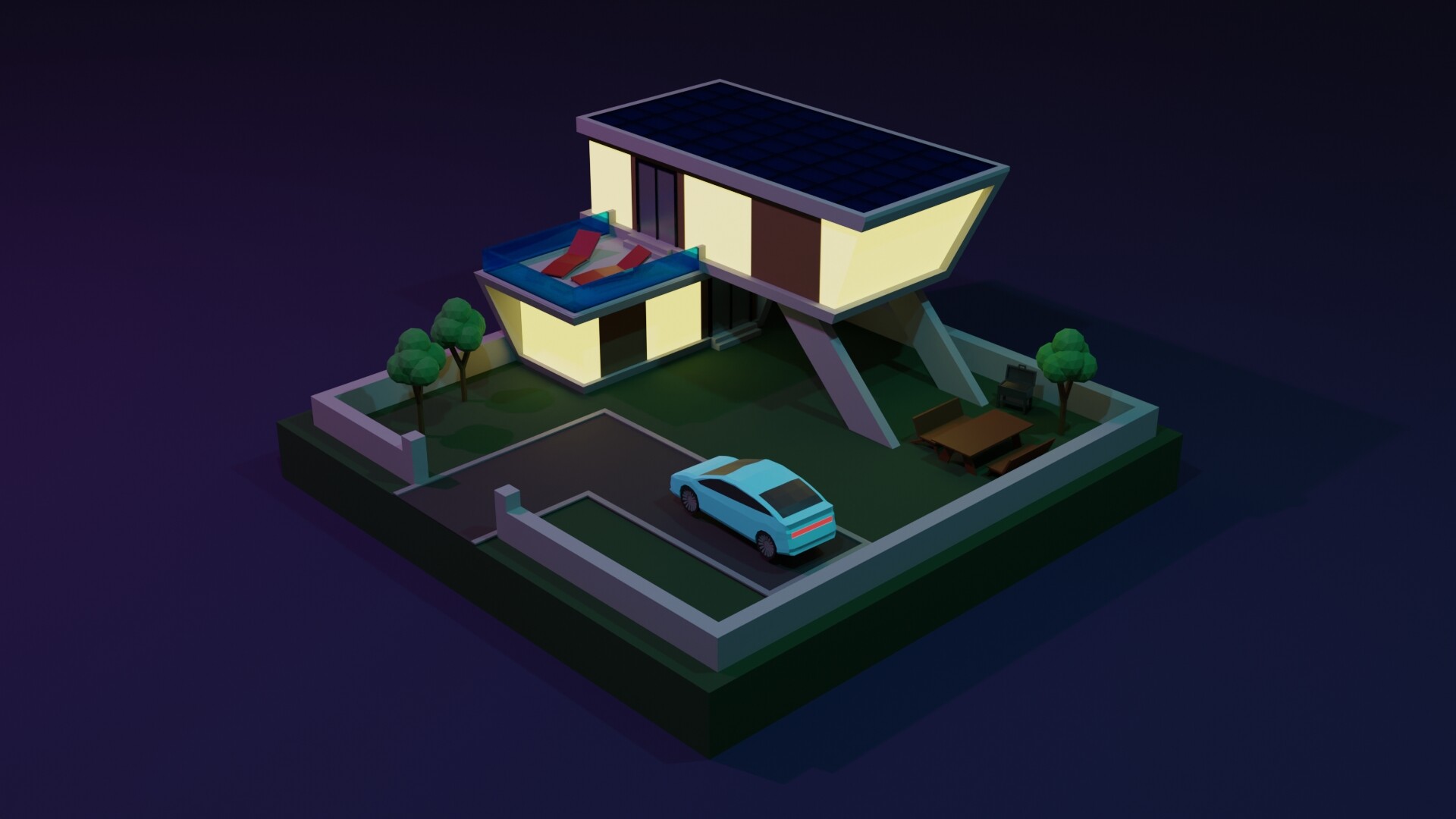 ArtStation - Low-poly mansion