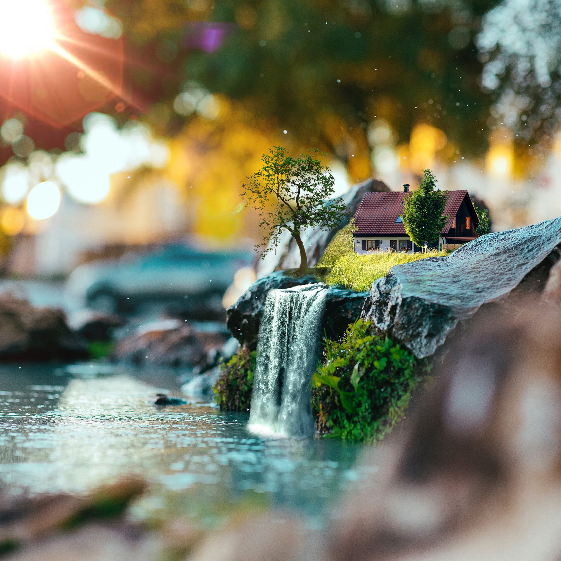 ArtStation - House with Waterfall