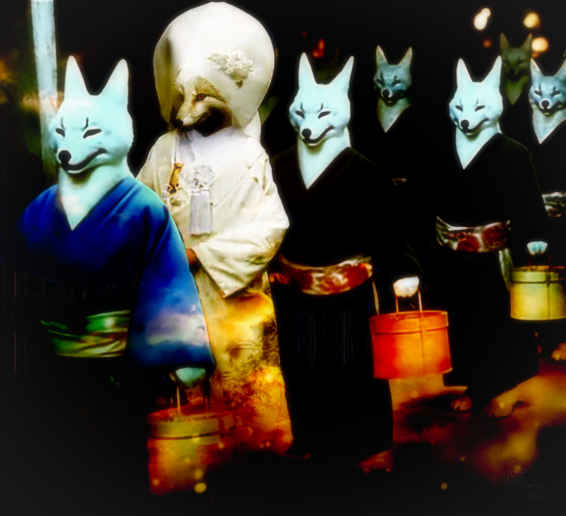 ArtStation - Kitsune no Yomeiri ( Japanese Fox Wedding Parade )