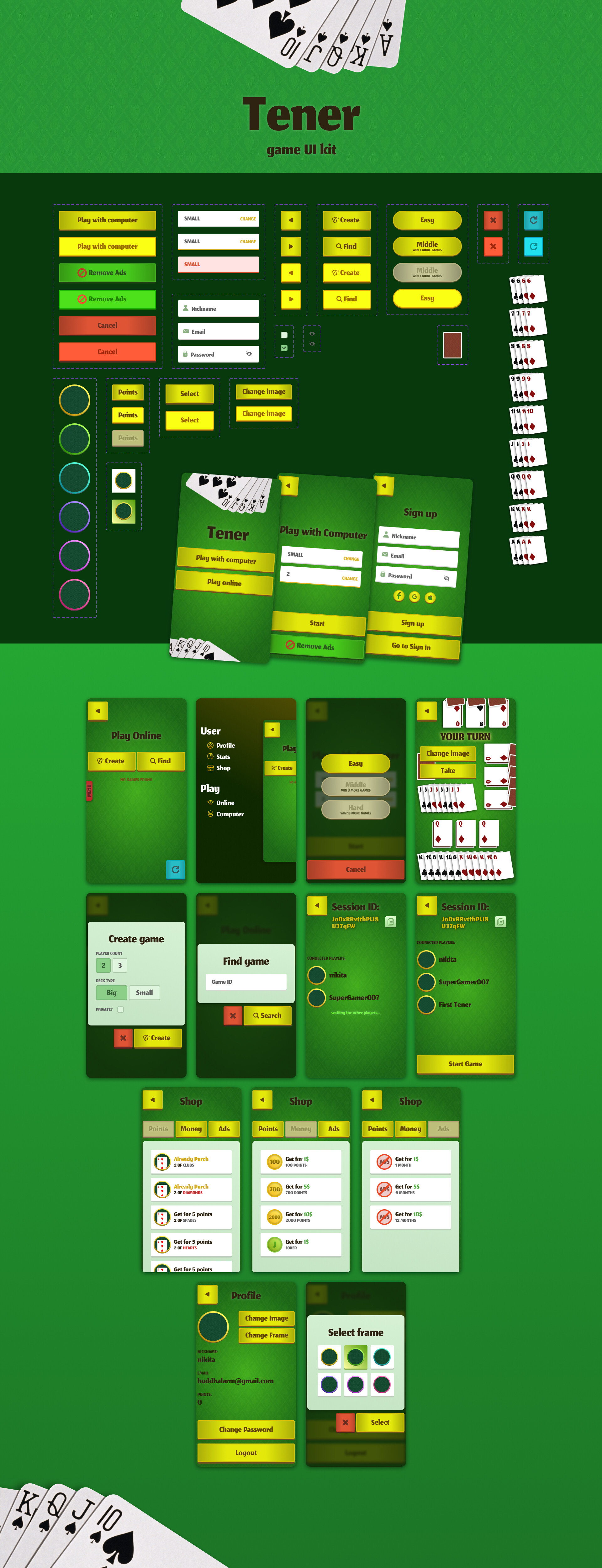 ArtStation - UI kit Tener mobile-game