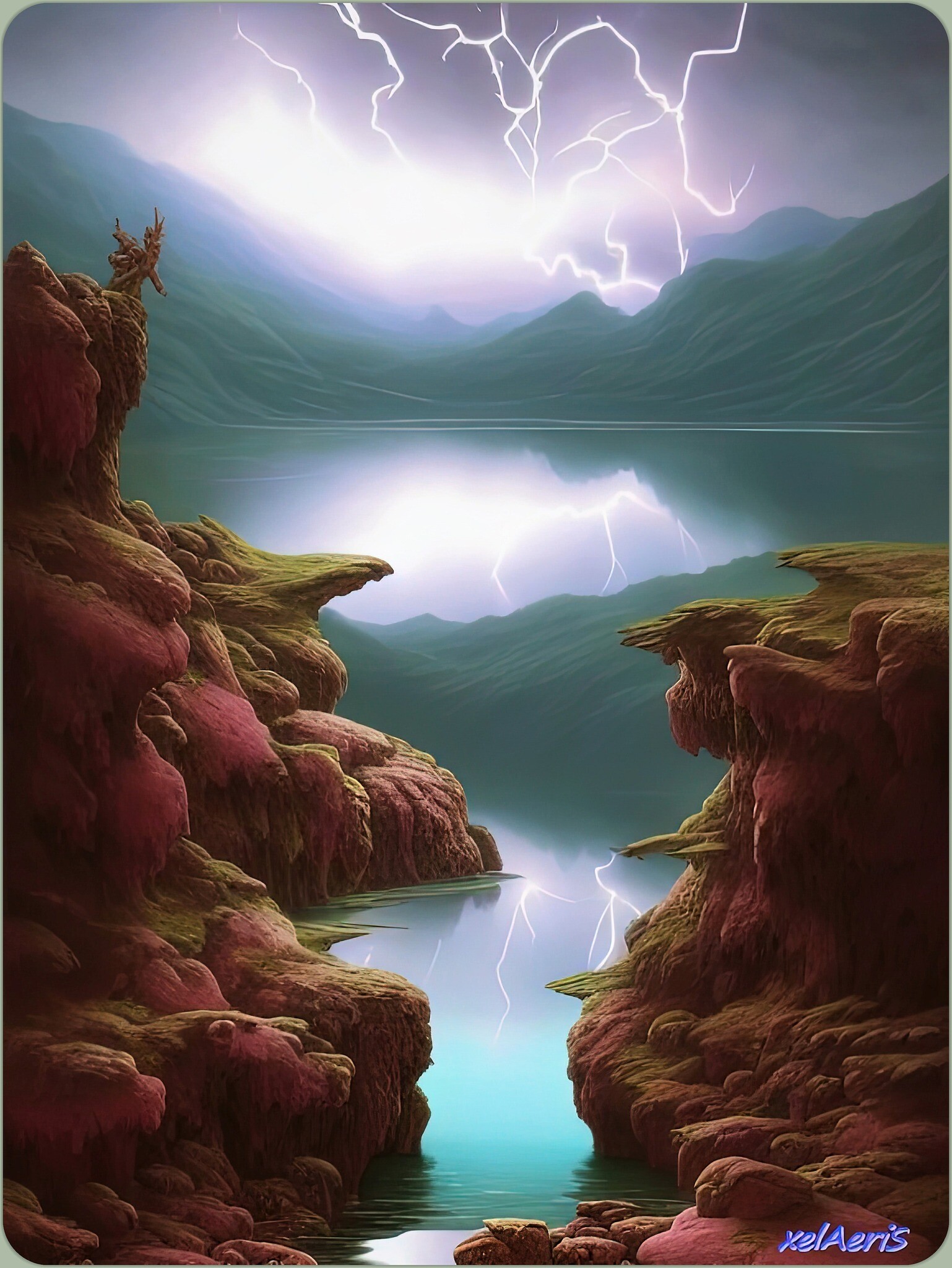 ArtStation - The mirror lake above the water