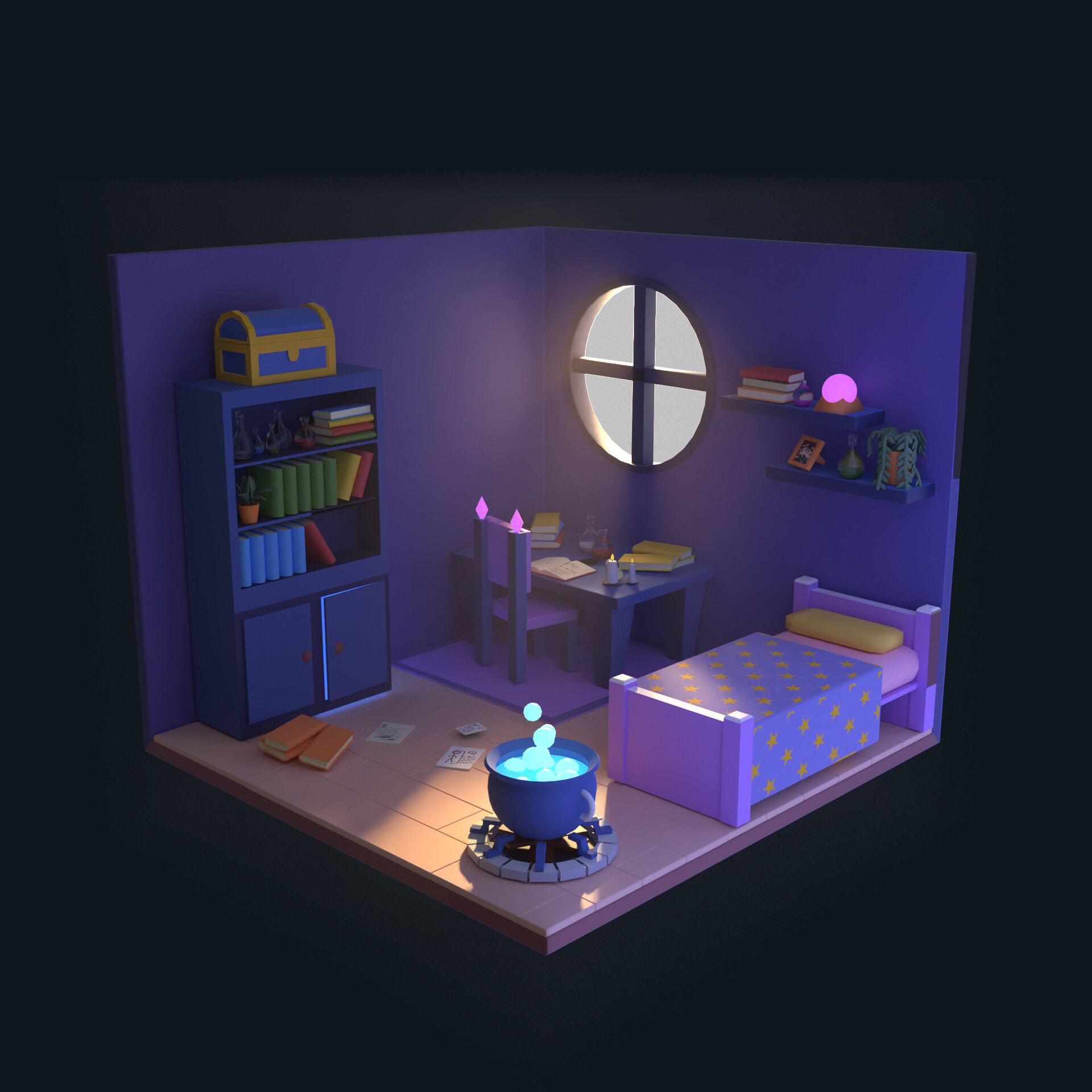 ArtStation - Practice number to modeling a tiny room