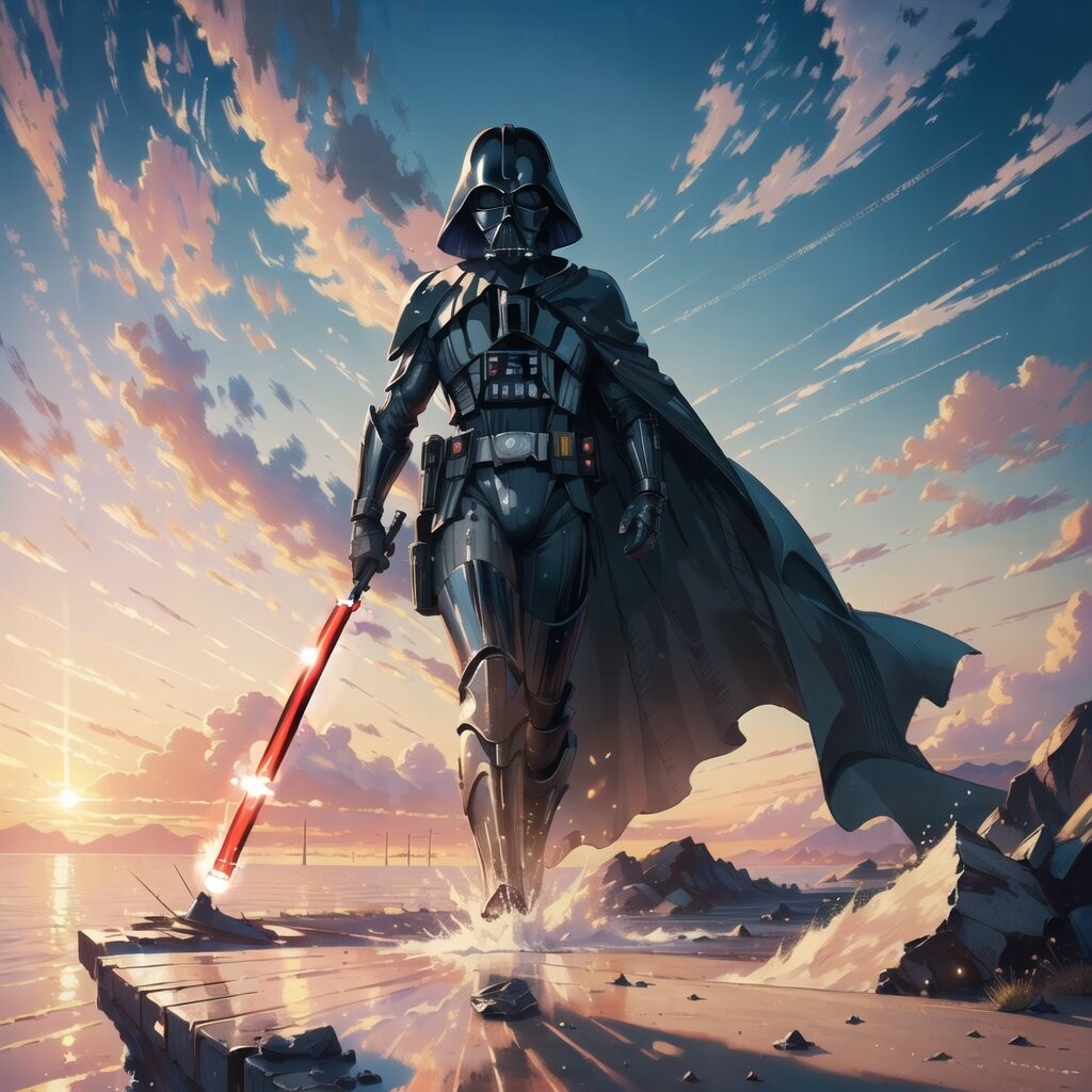 ArtStation - colorfull artwork of Darth Vader made with stable diffuison