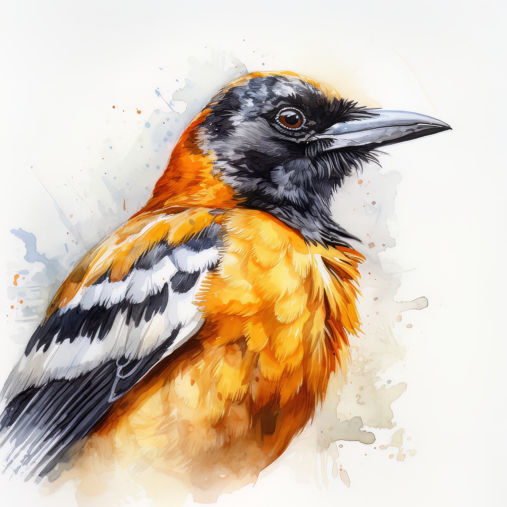 ArtStation - Oriole Bird Portrait Watercolor Painting