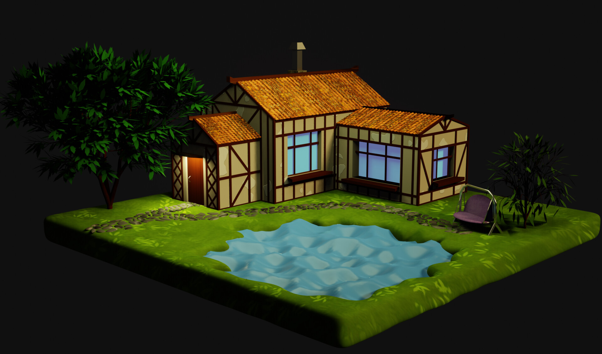 ArtStation - Low-poly german country house
