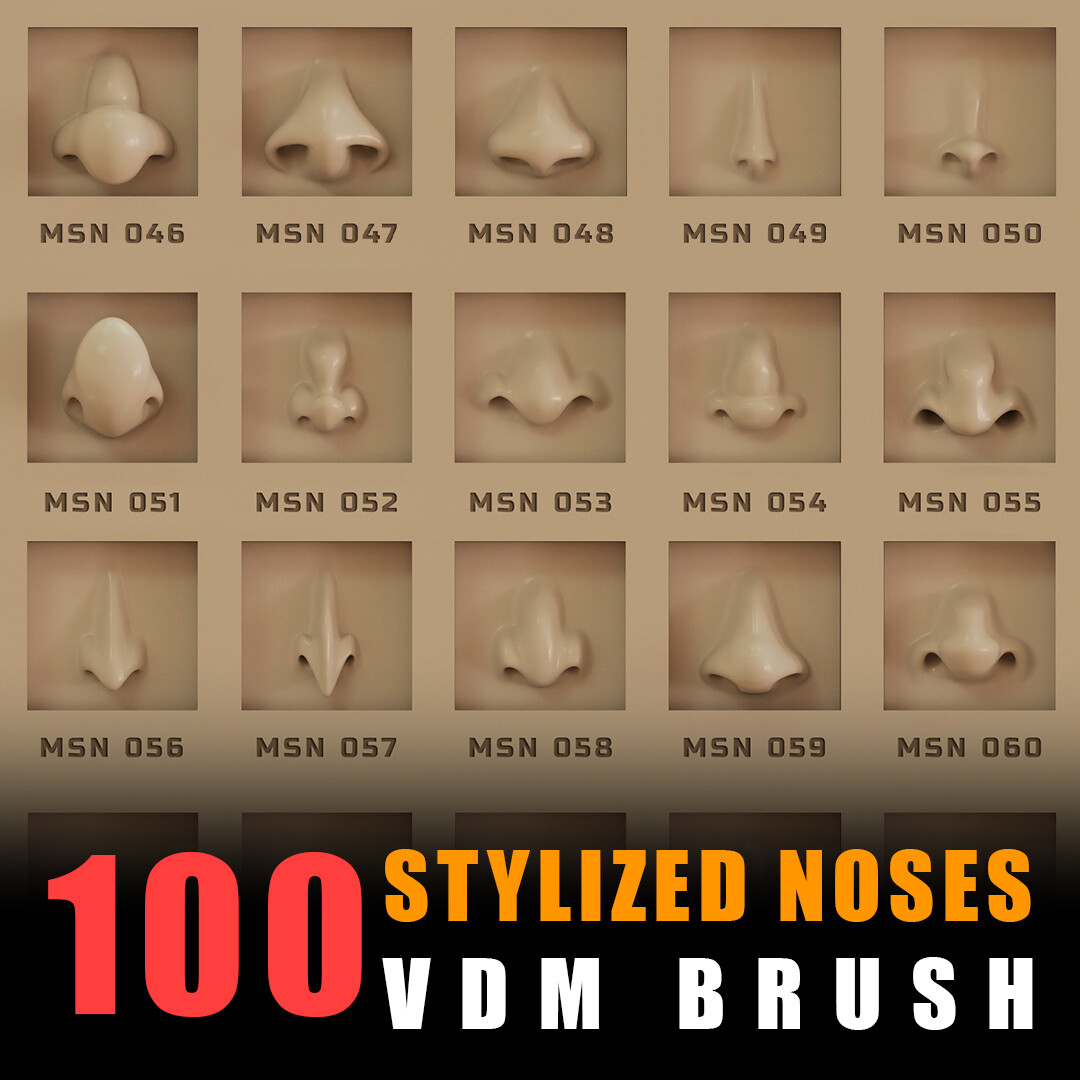 ArtStation - 100 Stylized Nose VDM Brushes