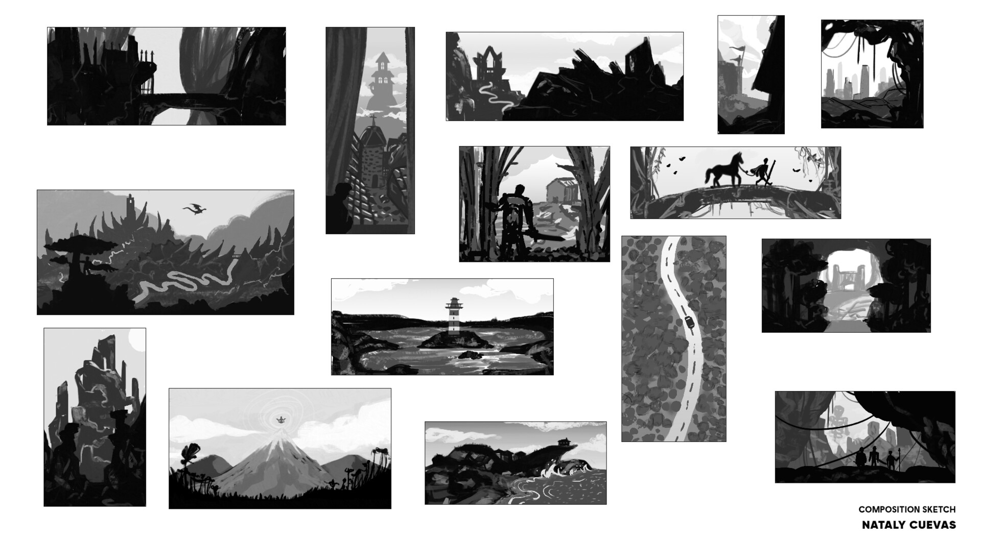 ArtStation - Thumbnails Composition Sketches