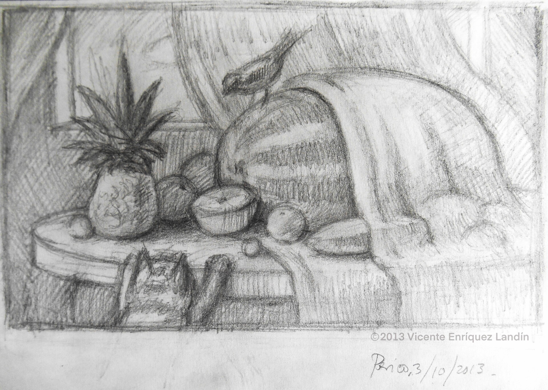 ArtStation - Still life with cat and bird - Sketch