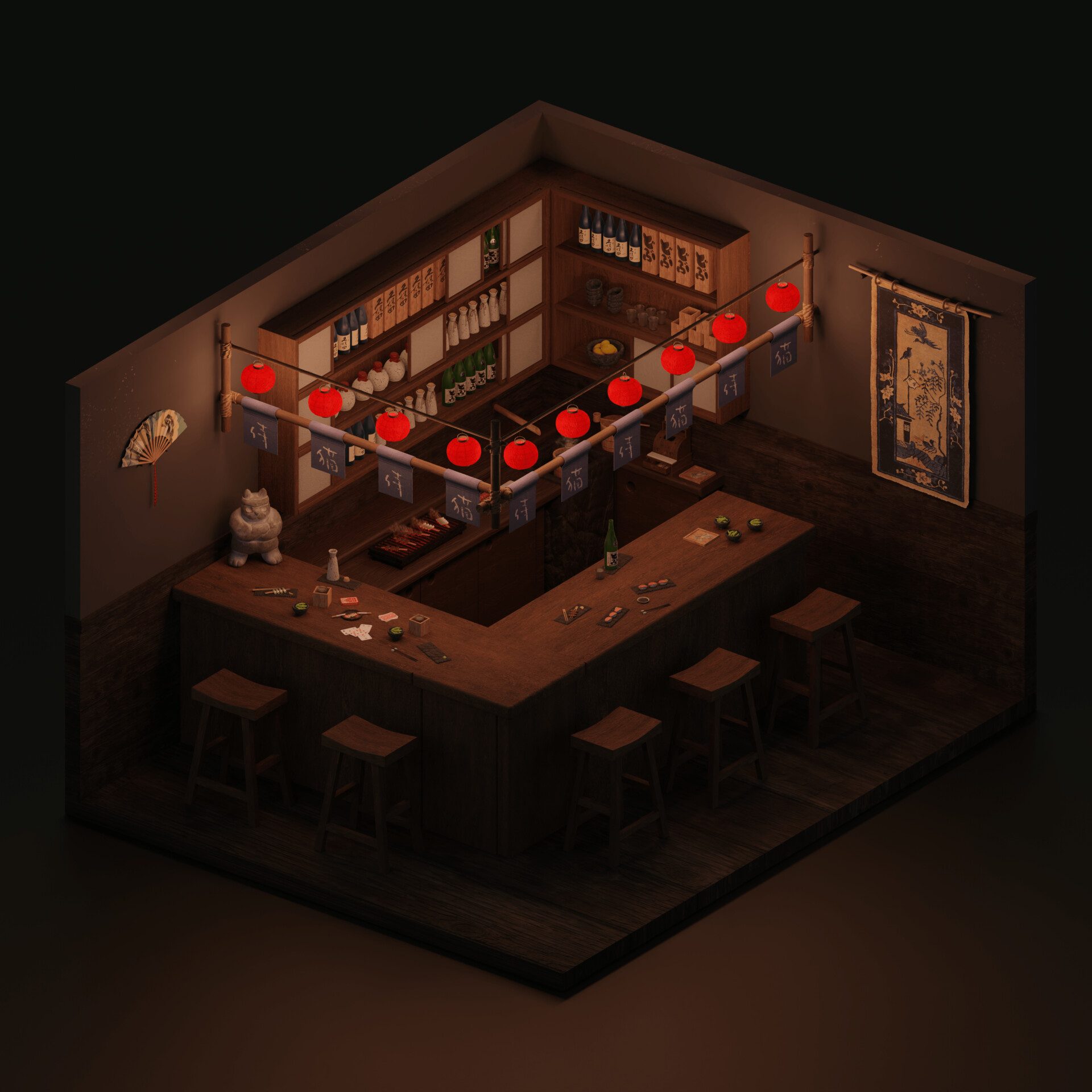 ArtStation - 3D Vintage Japanese Bar Asset