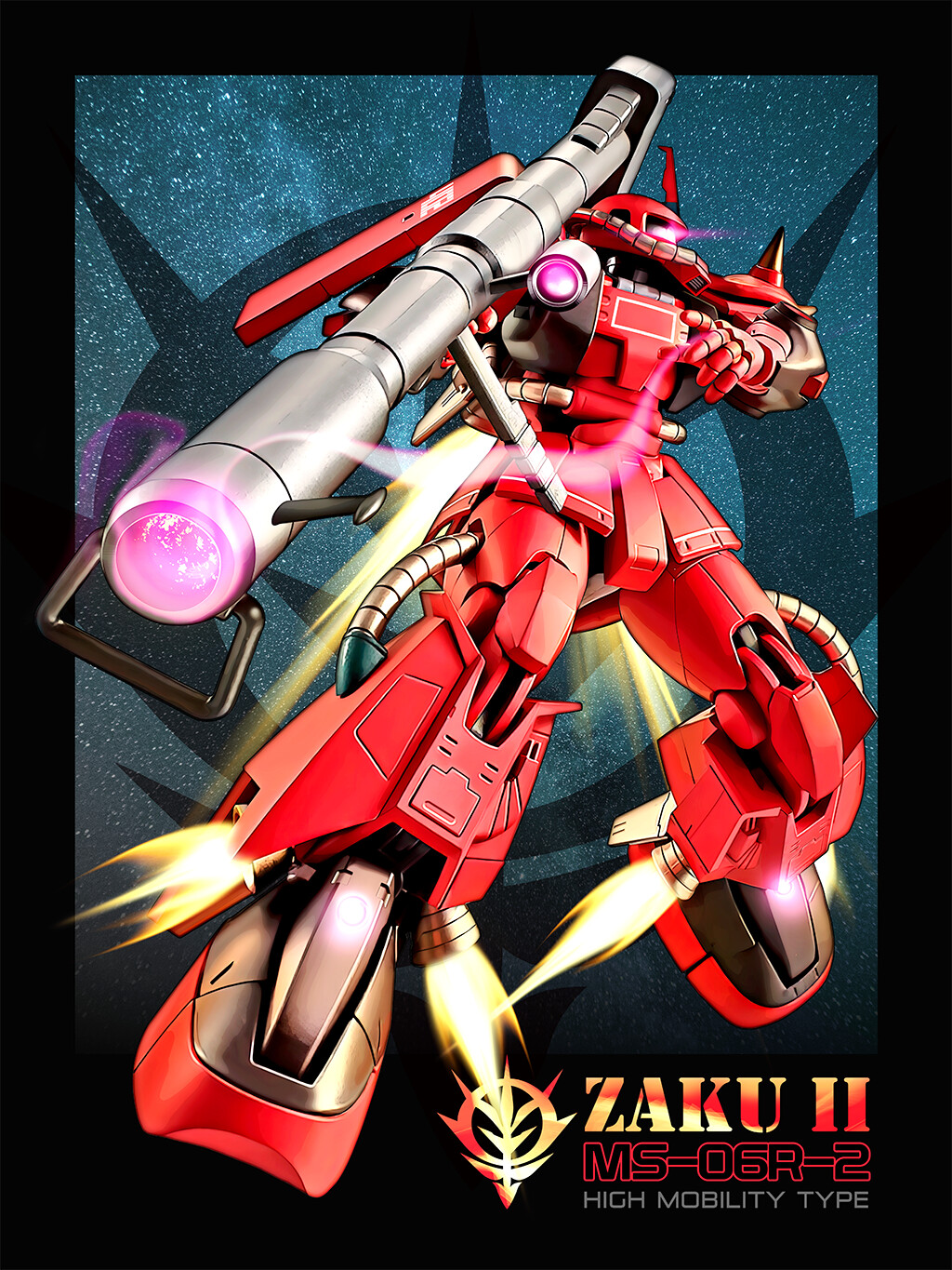 ArtStation - Gundam Zaku II MS-06R-2