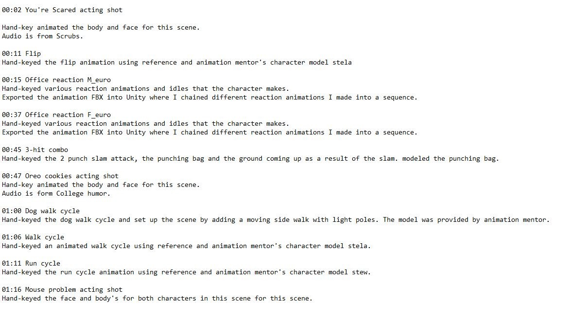 Gabriel Cohen - General animation reel - Acting and body mechanics