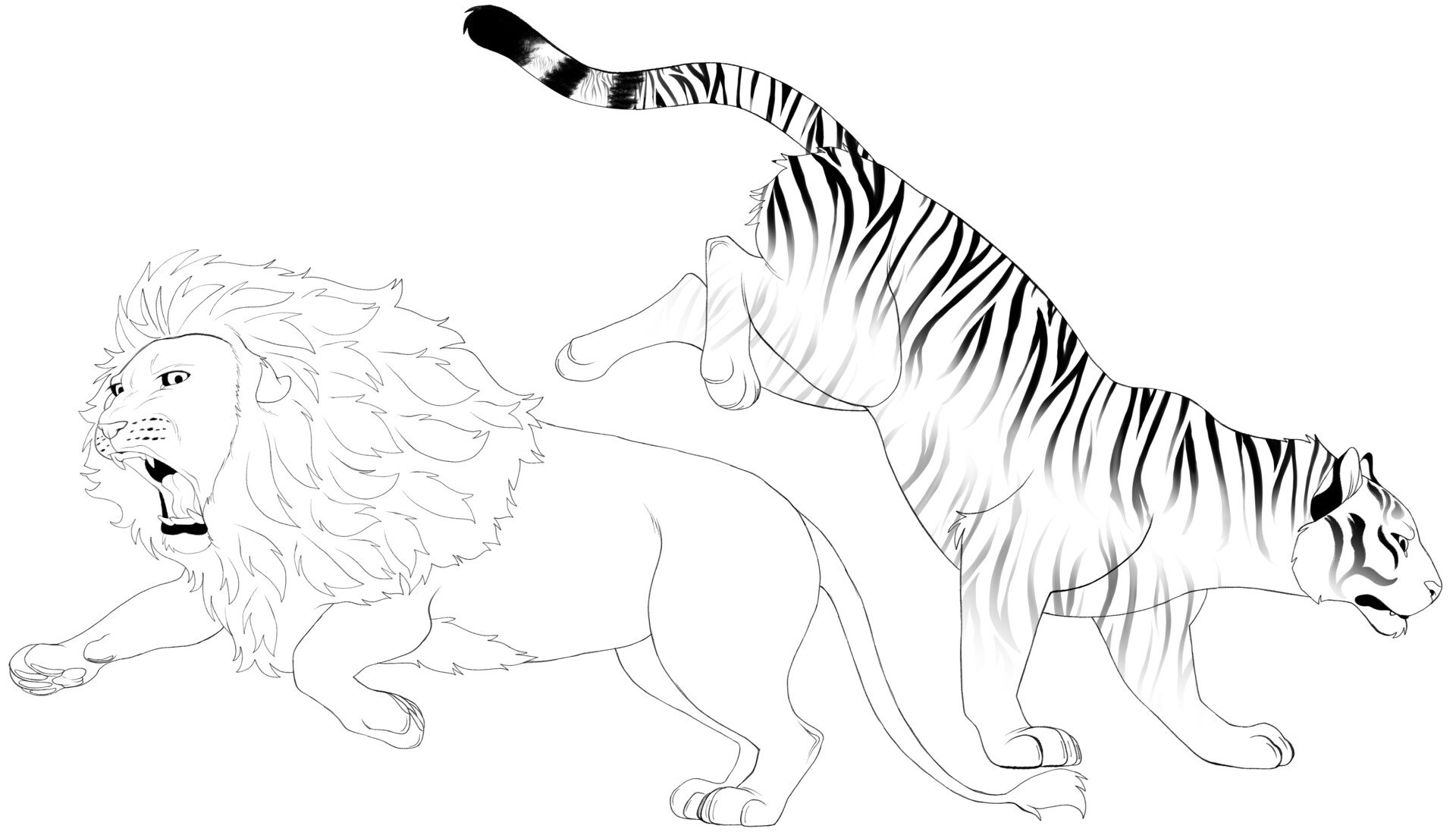 coloring pages of lions and tigers